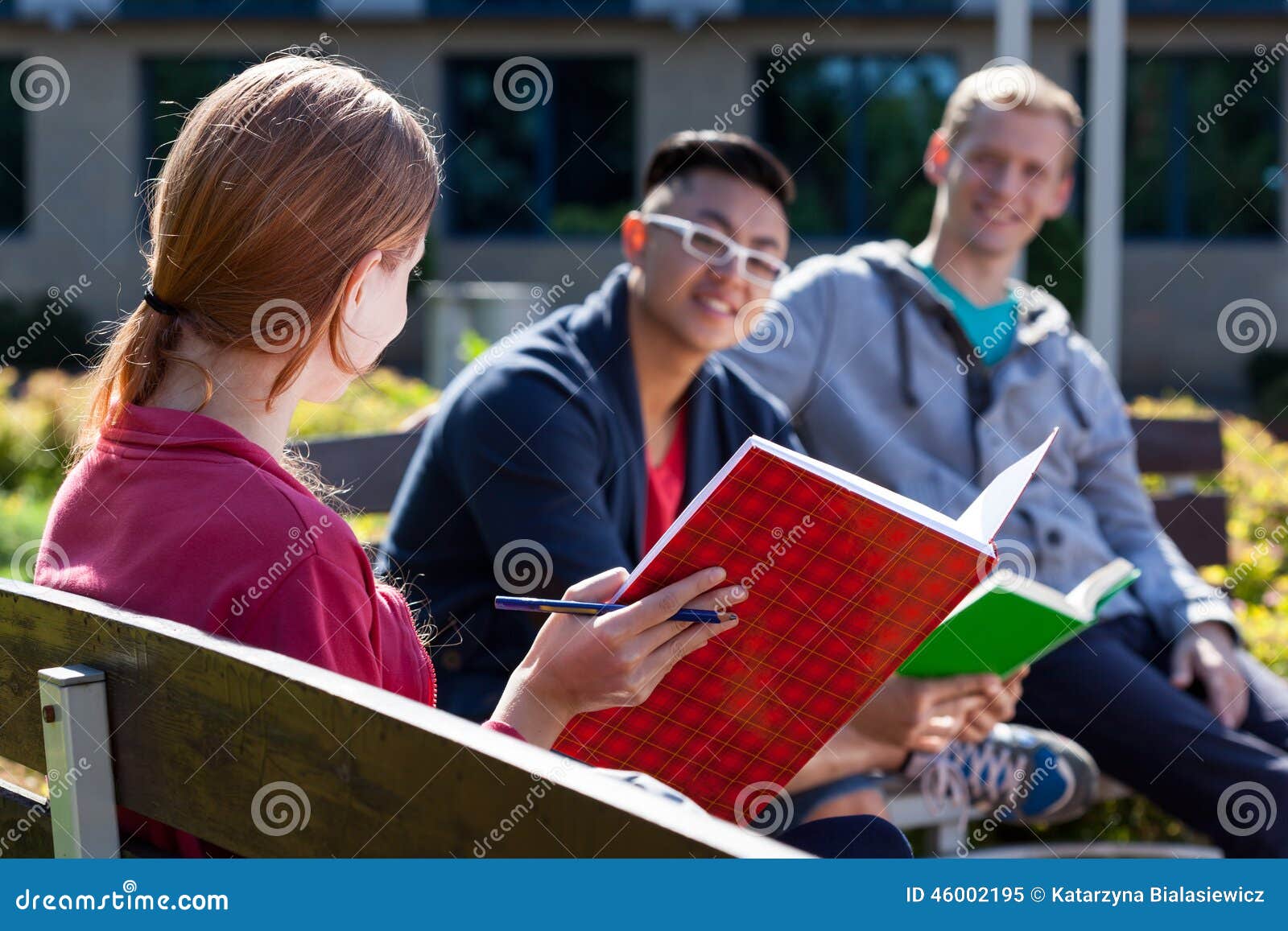 Students Smiling To Attractive Girl Stock Image - Image of people ...