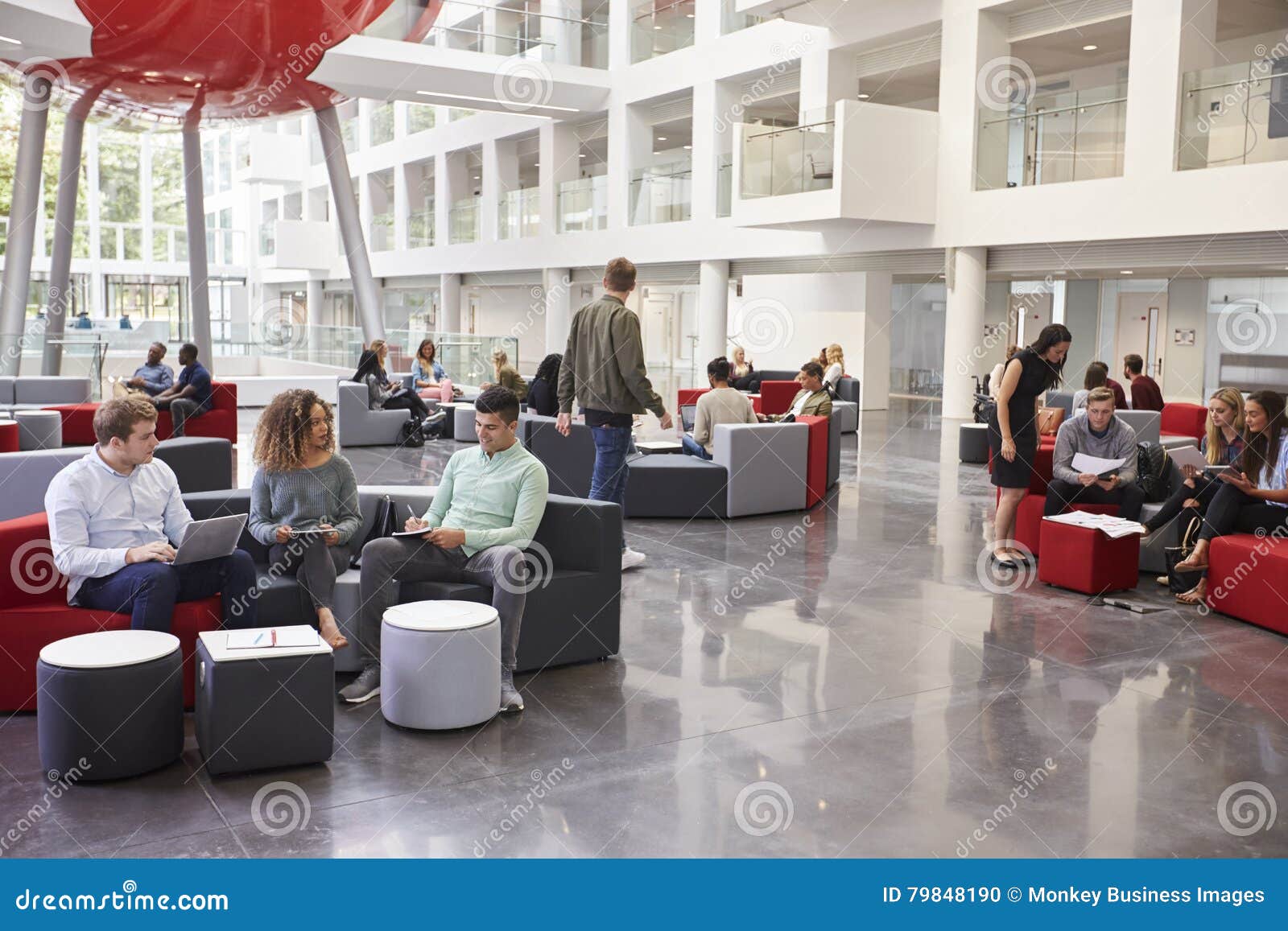 Students Socialising in the Lobby of Modern University Stock Photo ...