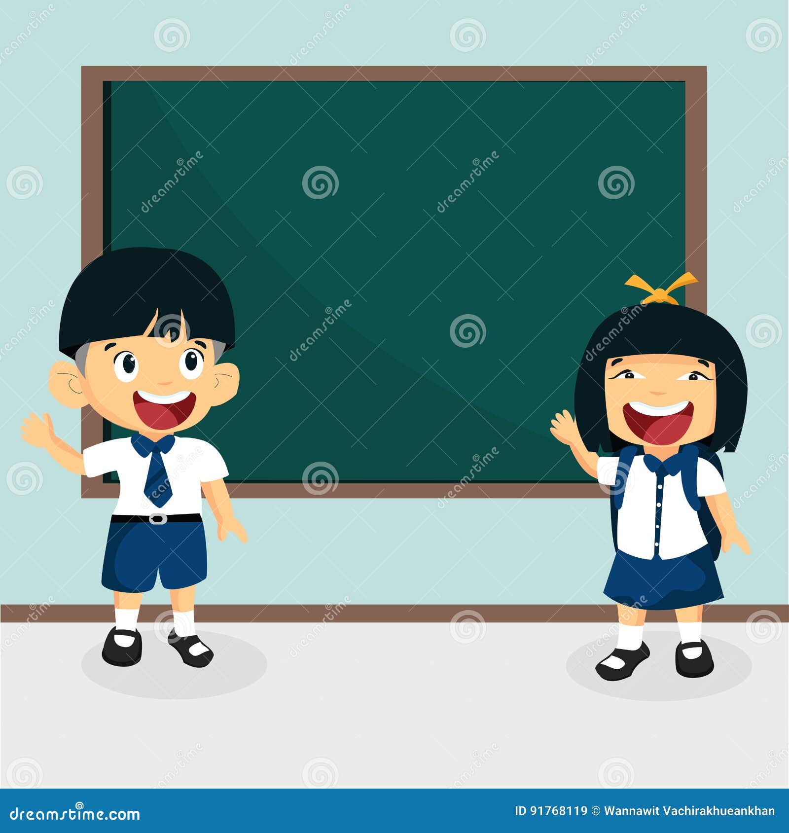 Students Standing at Chalkboard Stock Vector - Illustration of design ...