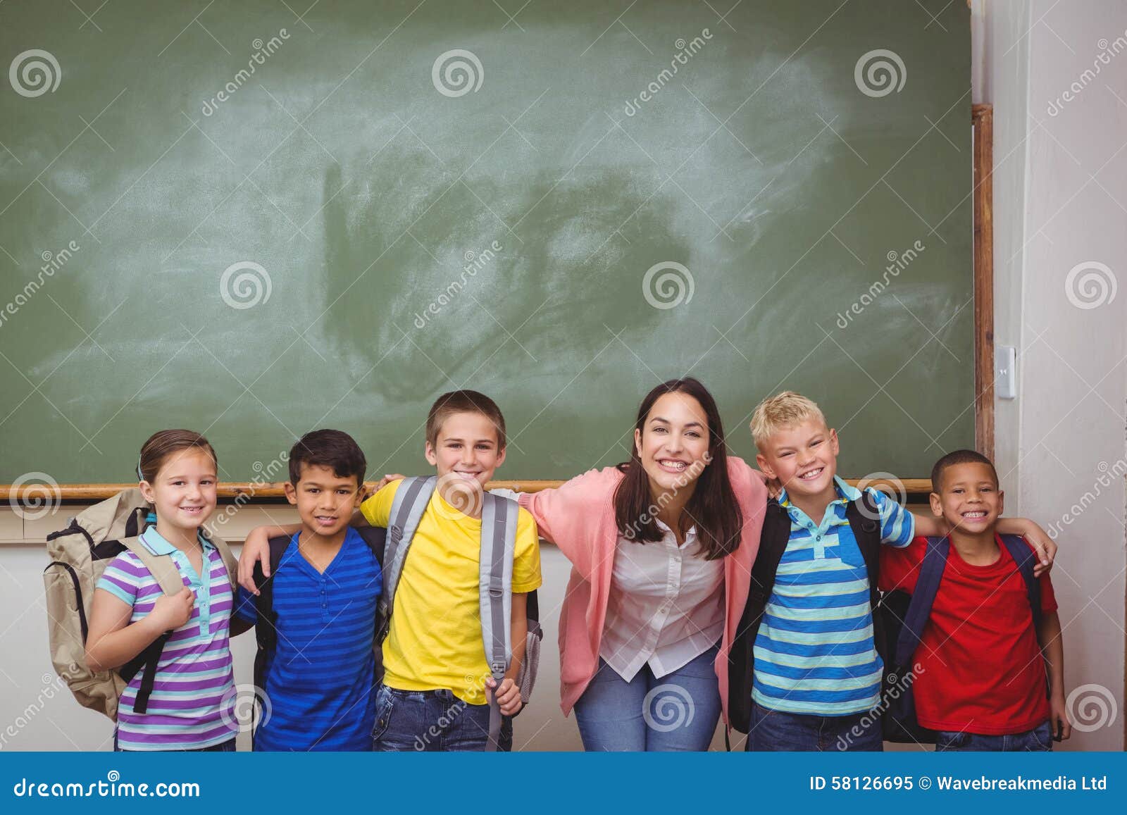 Students Standing in Front of Blackboard Stock Image - Image of copy ...