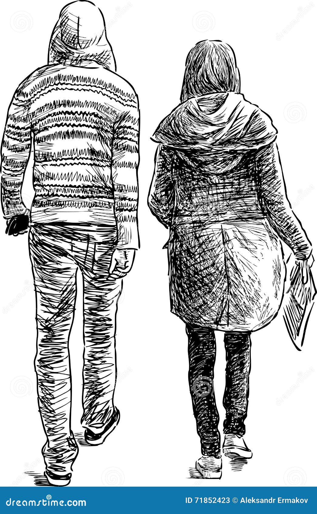 Students on a stroll stock vector. Illustration of drawn - 71852423