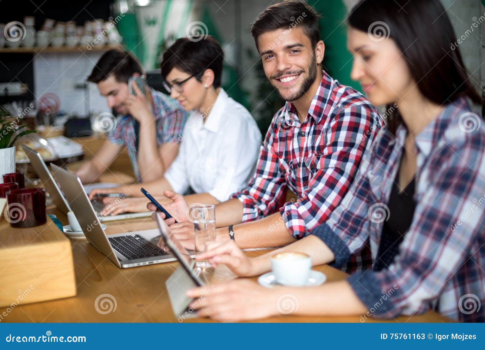Students Studying at Coffee Stock Image - Image of cheerful, friends ...