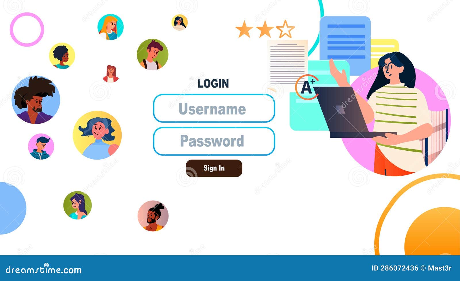 Students Studying on Internet Course Registration Concept Online ...