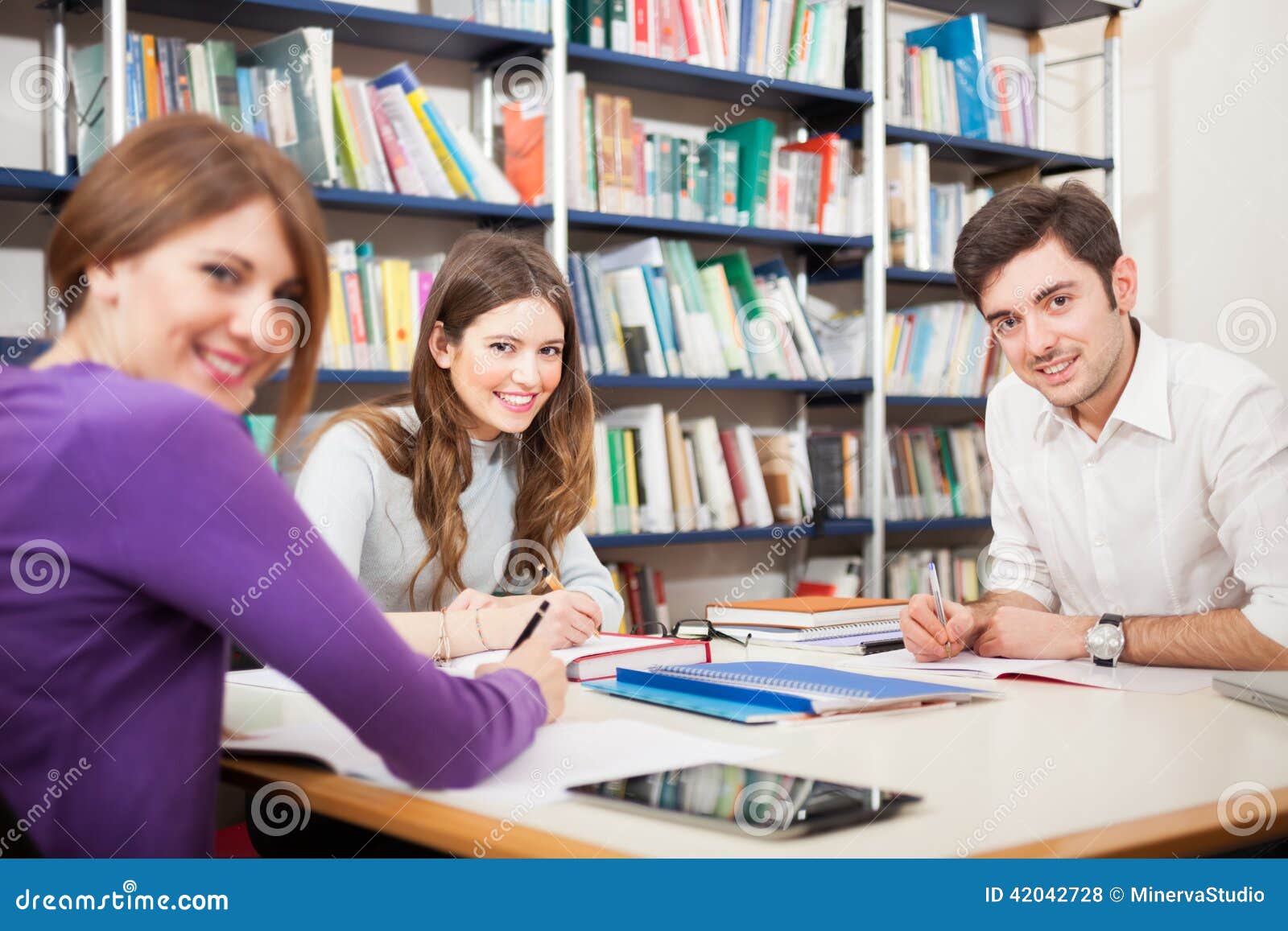 Students Studying in a Library Stock Photo - Image of education ...