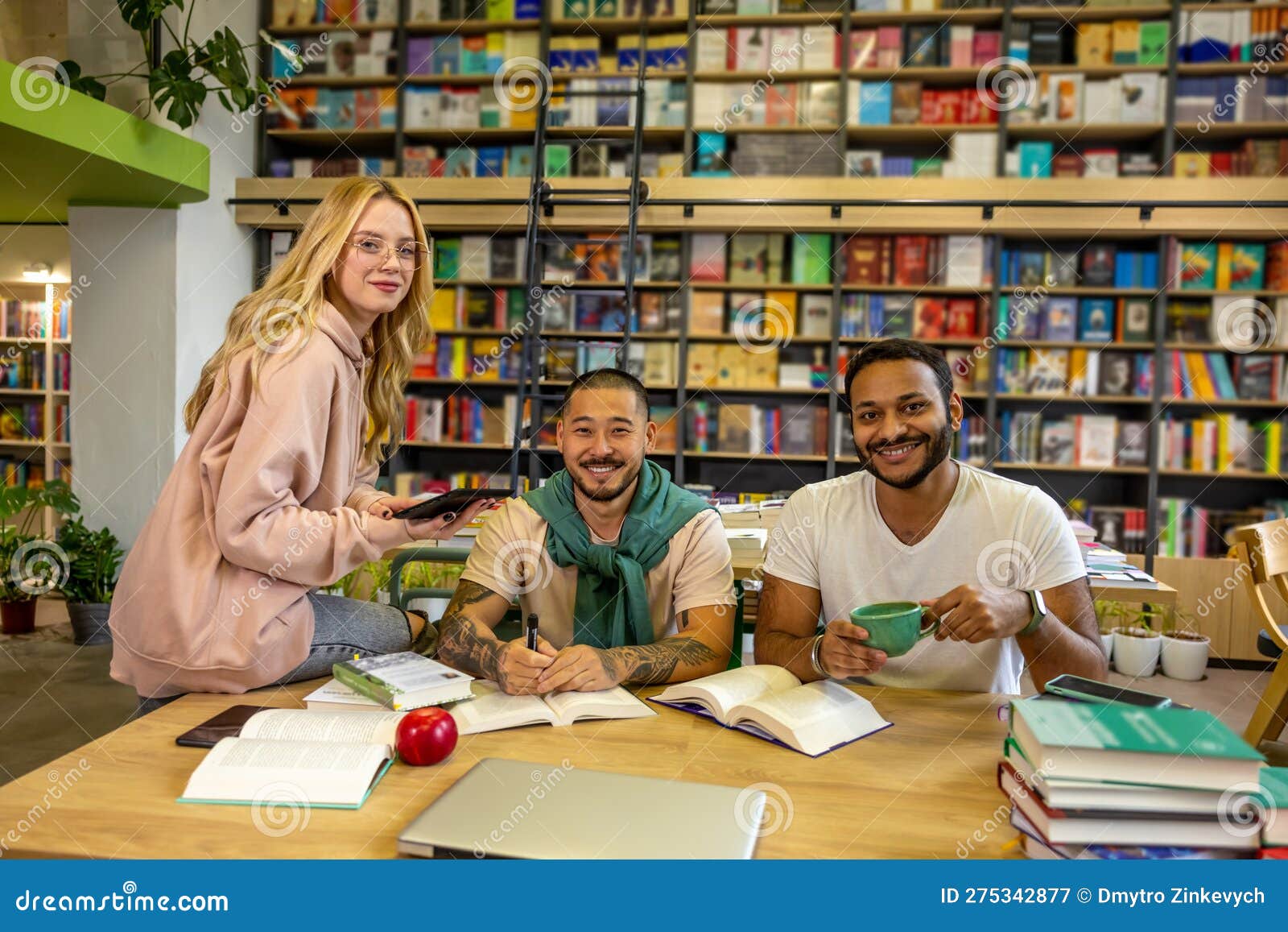 Students Studying in the Library Stock Image - Image of bookstore ...