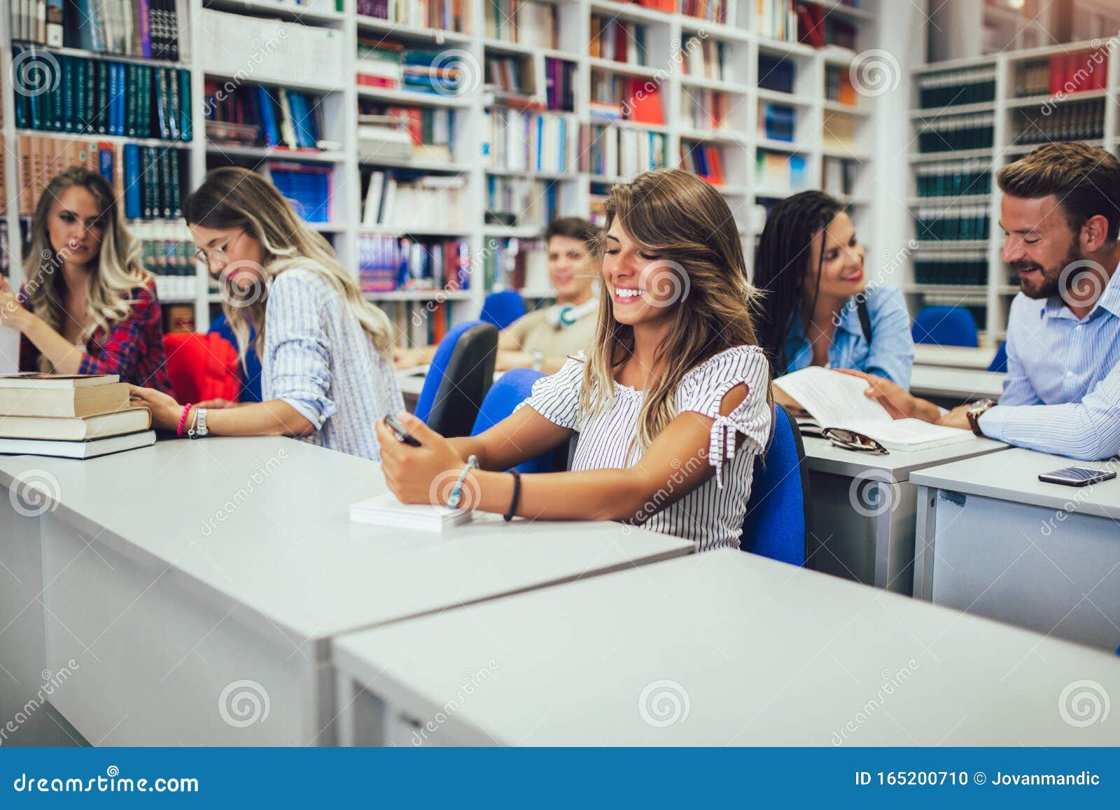 Students are Studying in Library. Stock Photo - Image of knowledge ...