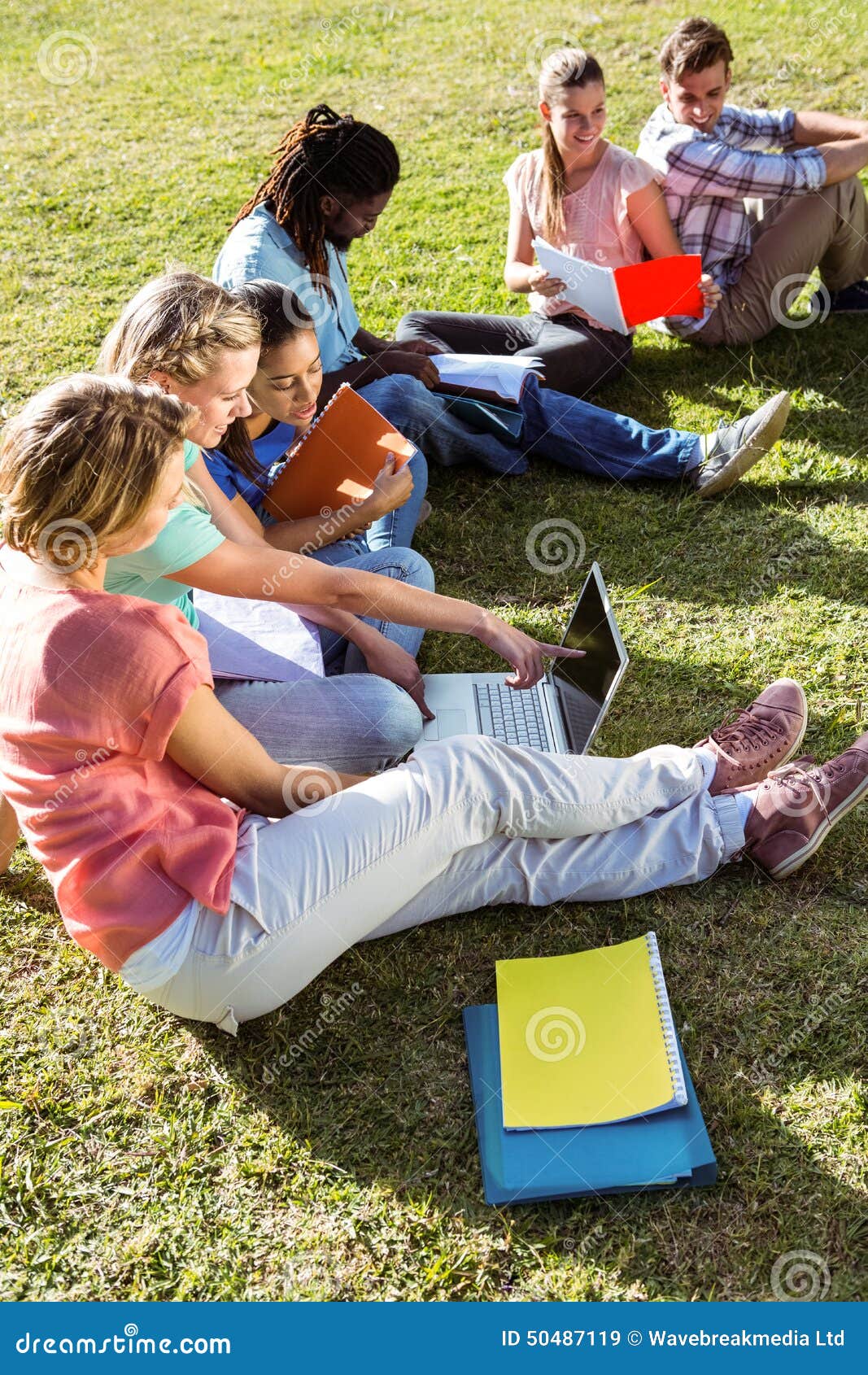 Students Studying Outside on Campus Stock Image - Image of discussion ...