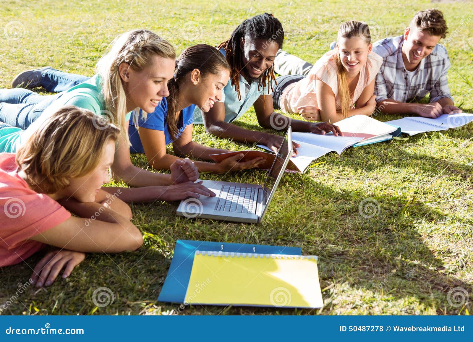 Students Studying Outside on Campus Stock Photo - Image of ...