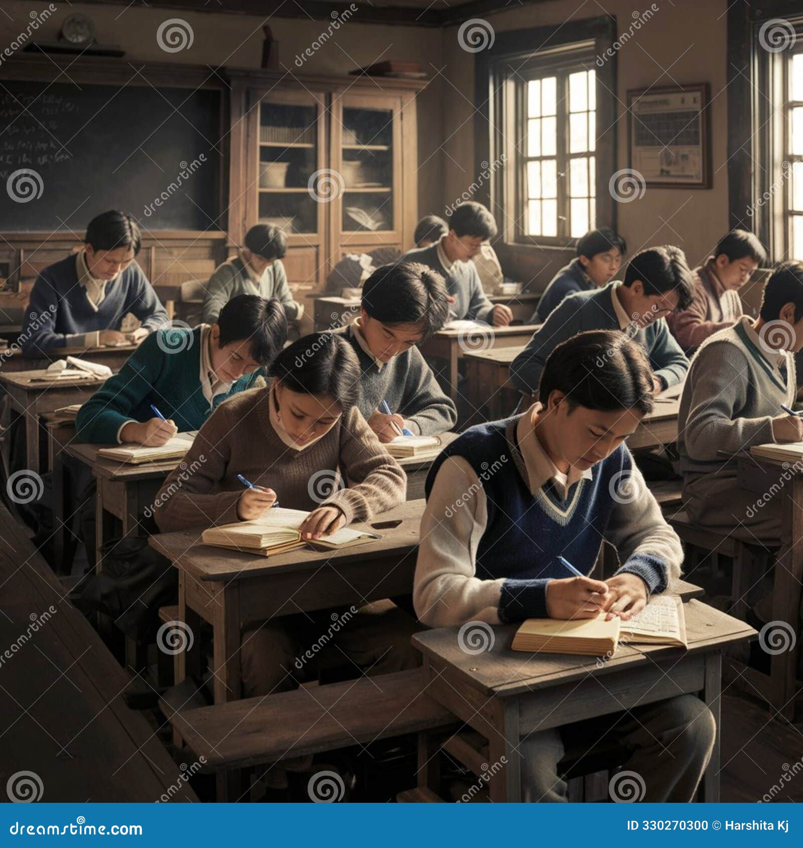 Students Studying in School S Classroom Stock Illustration ...