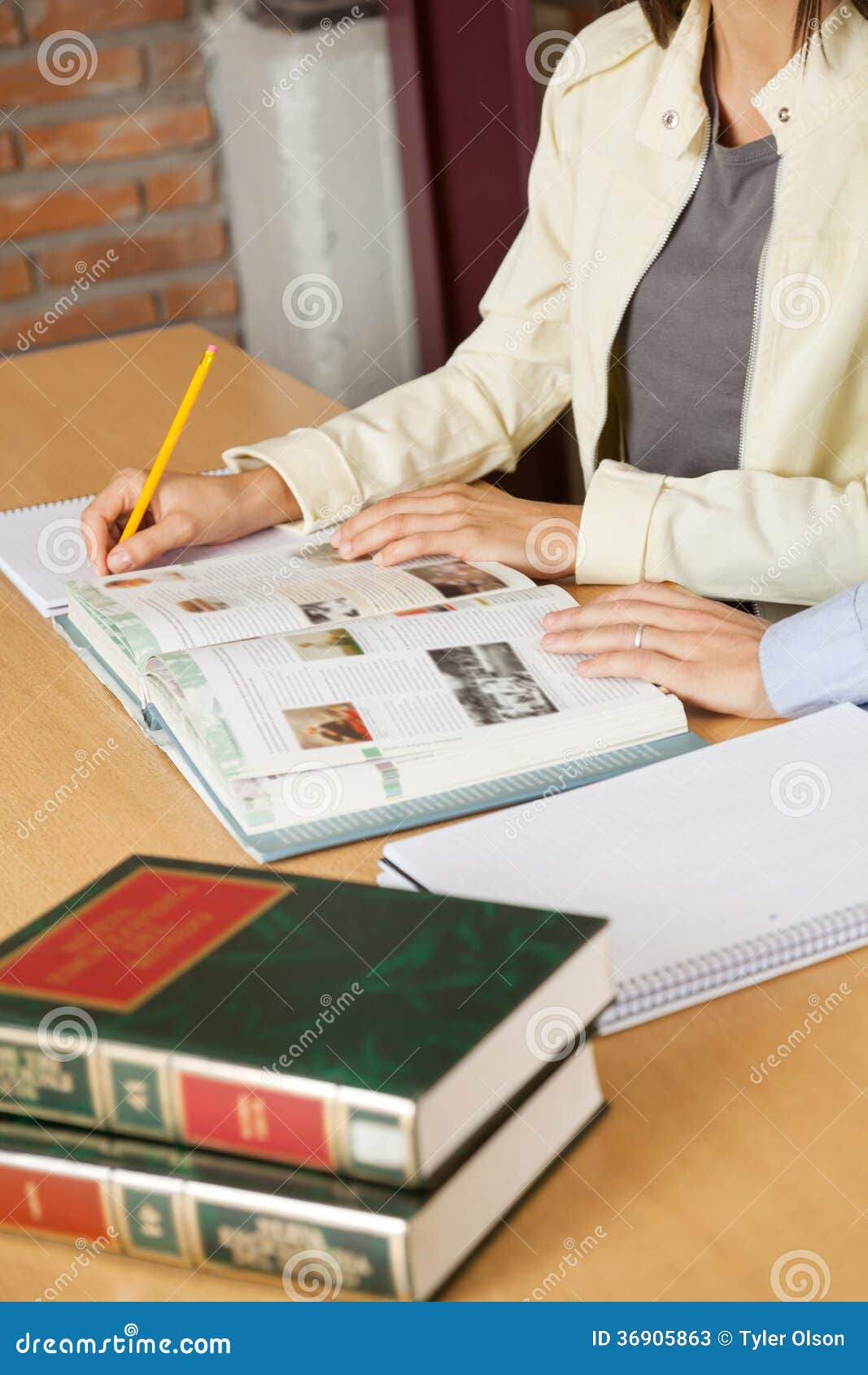 Students Studying at Table in Library Stock Image - Image of group ...