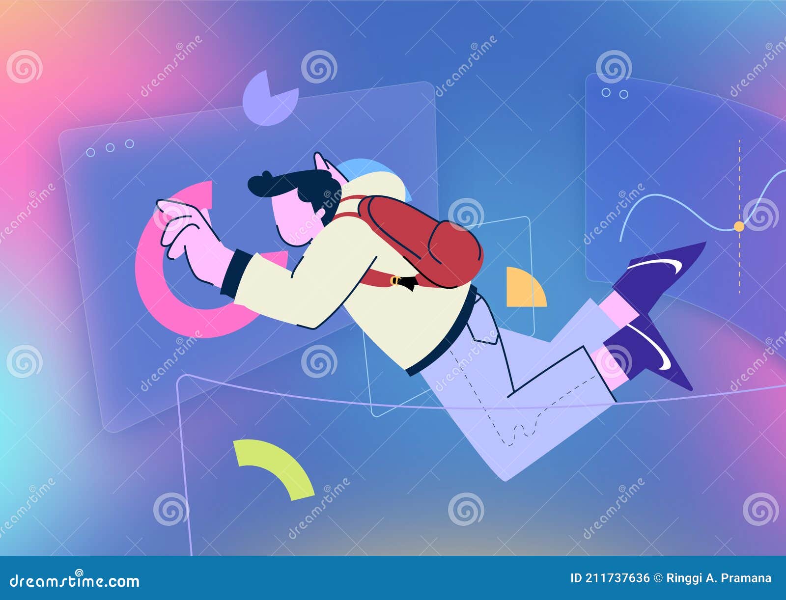 Students are Studying Technology and Information Stock Vector ...