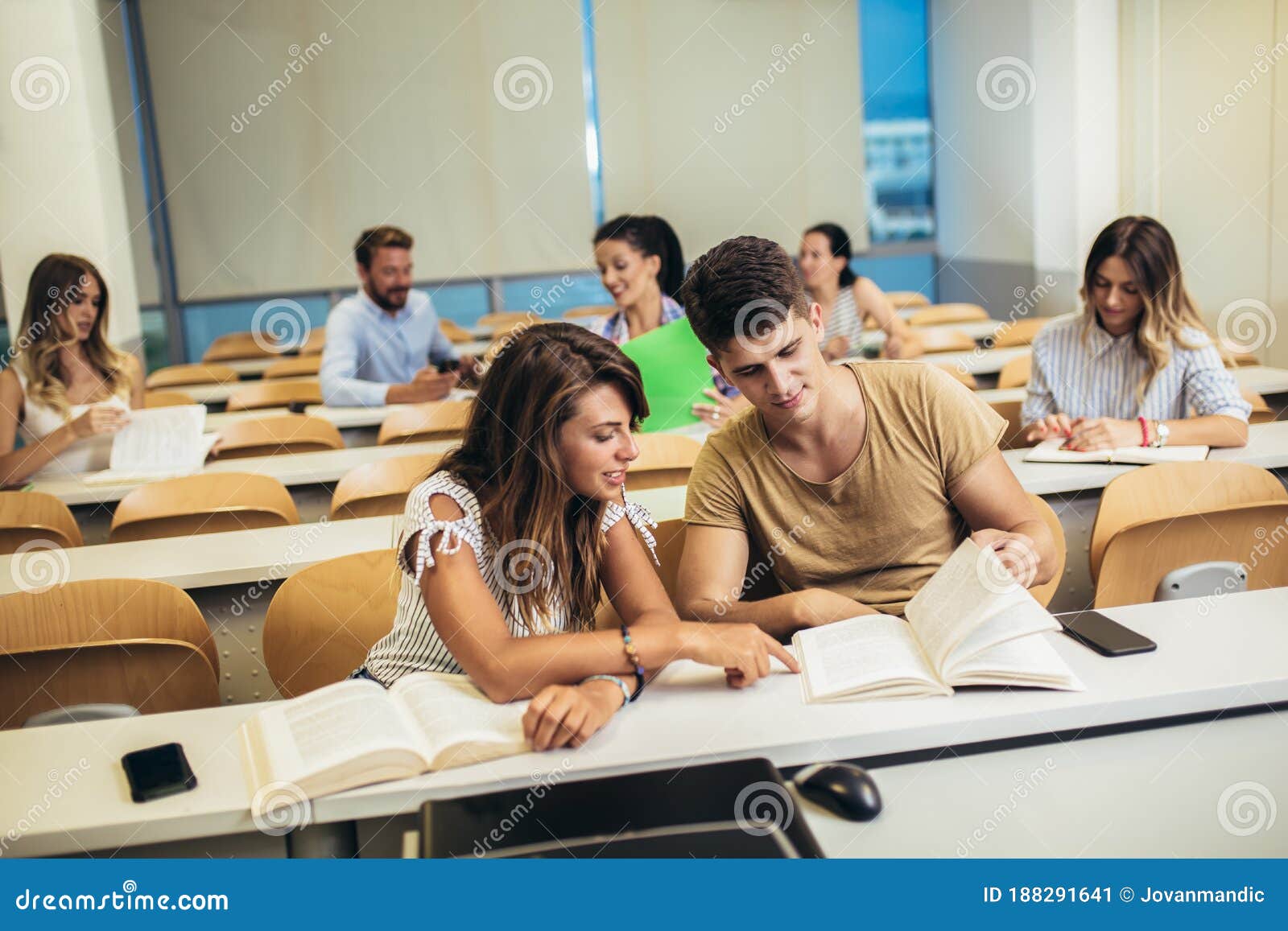 Students Studying Together in Classroom Stock Image - Image of female ...