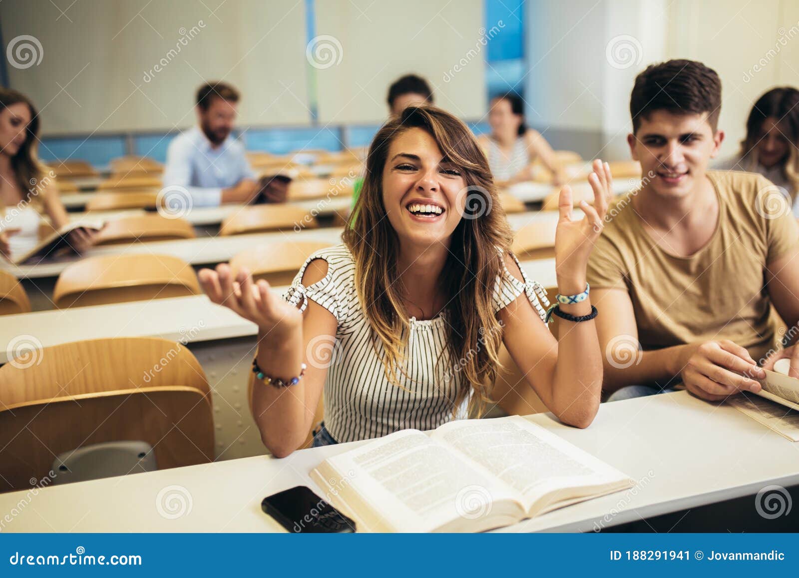 Students Studying Together in Classroom Stock Image - Image of happy ...