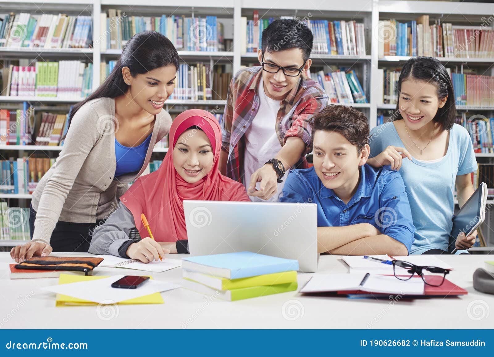 Students Studying Together in Library. Conceptual Image Stock Photo ...