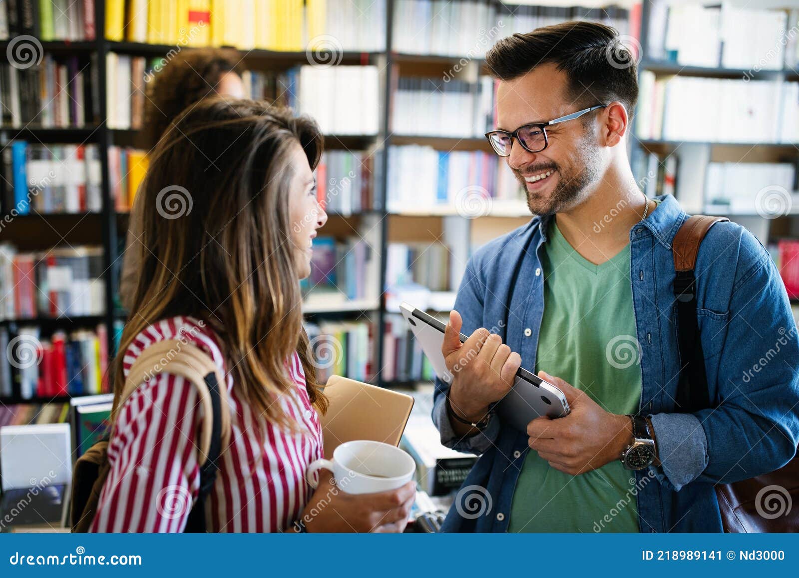Students are Studying Together in Library. Couple, Study, Technology ...