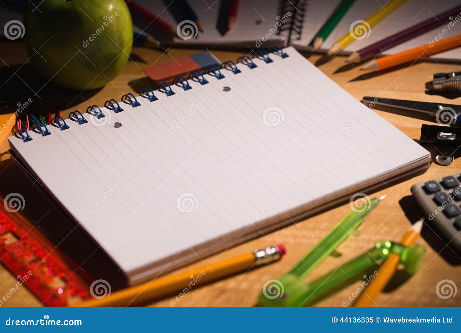 Students Table with School Supplies Stock Image - Image of back ...