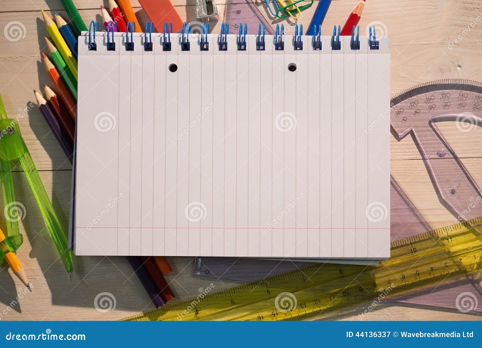 Students Table with School Supplies Stock Image - Image of notebook ...