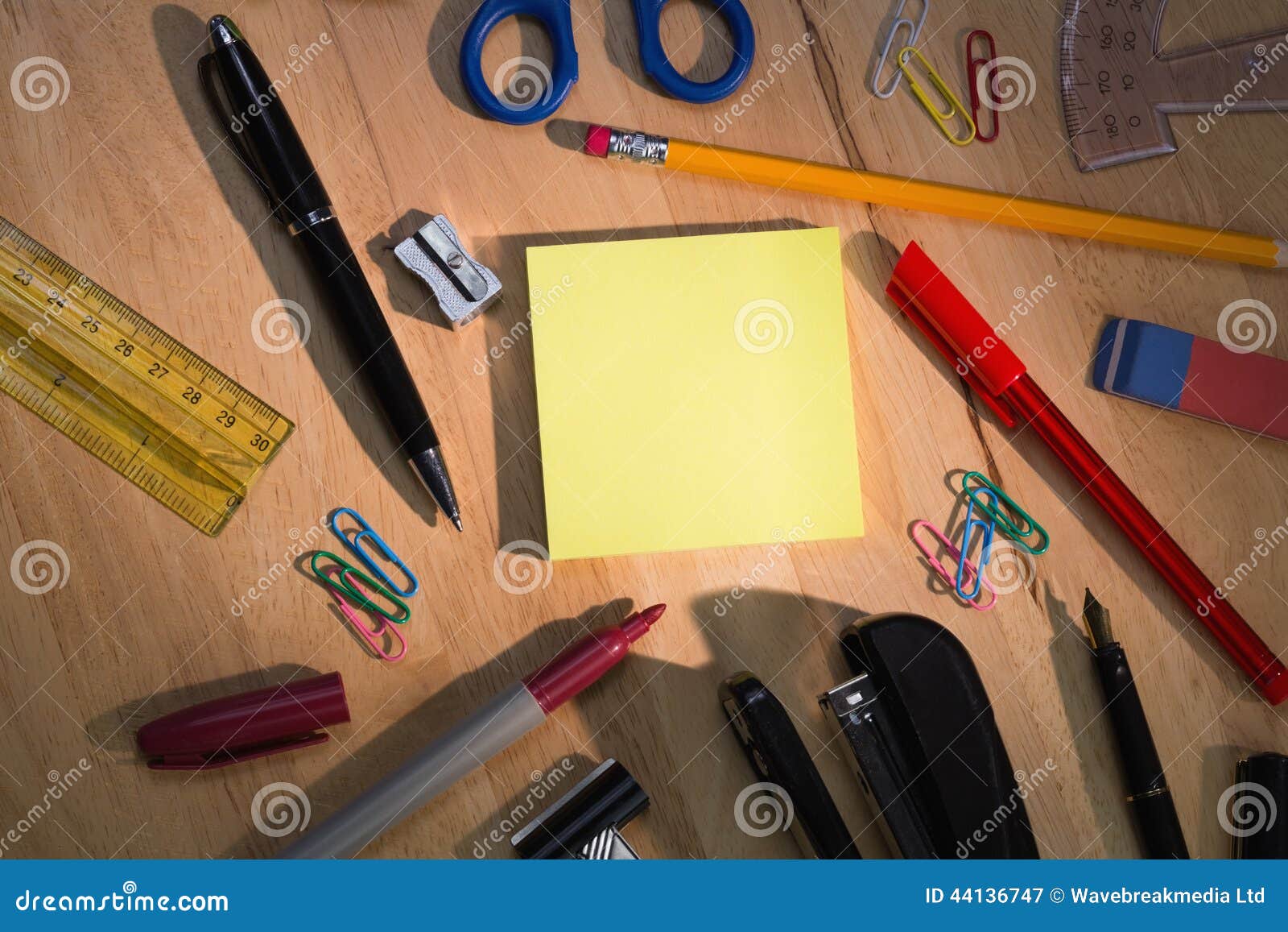 Students Table with School Supplies Stock Image - Image of shot ...