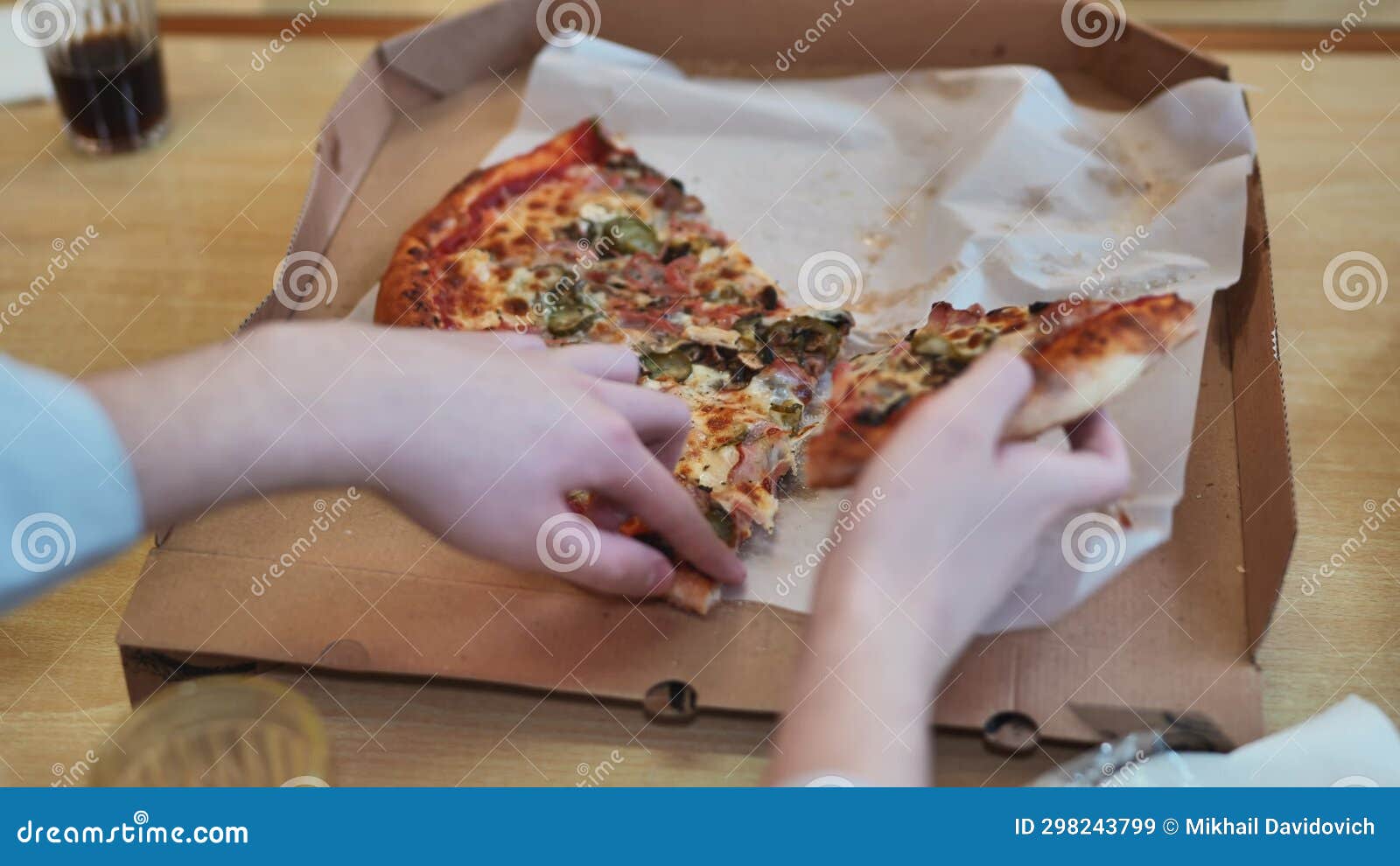 Students Take a Slice of Pizza in the Cafeteria. Stock Video - Video of ...
