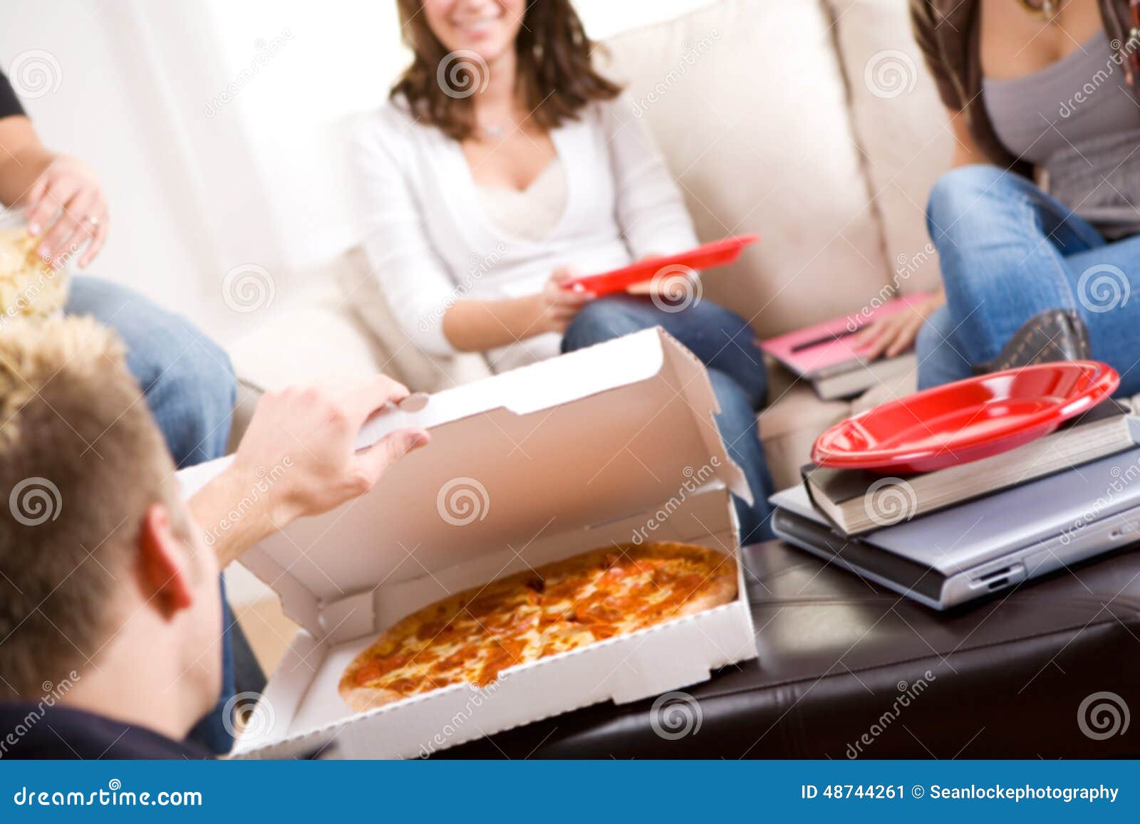 Students: Taking a Break from Studying for Pizza Stock Image - Image of ...