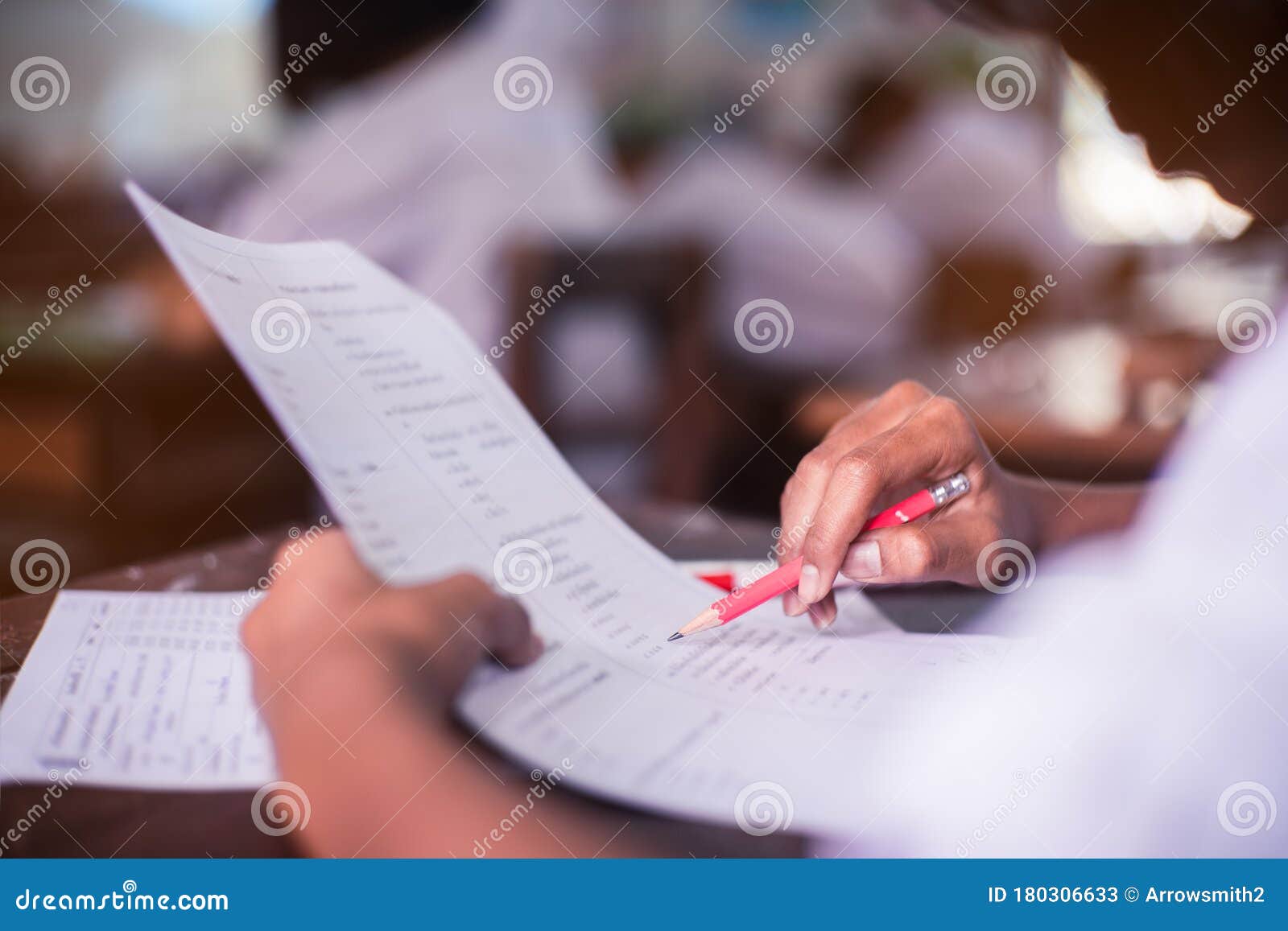 Students Taking Exam with Stress in School Classroom Stock Image ...