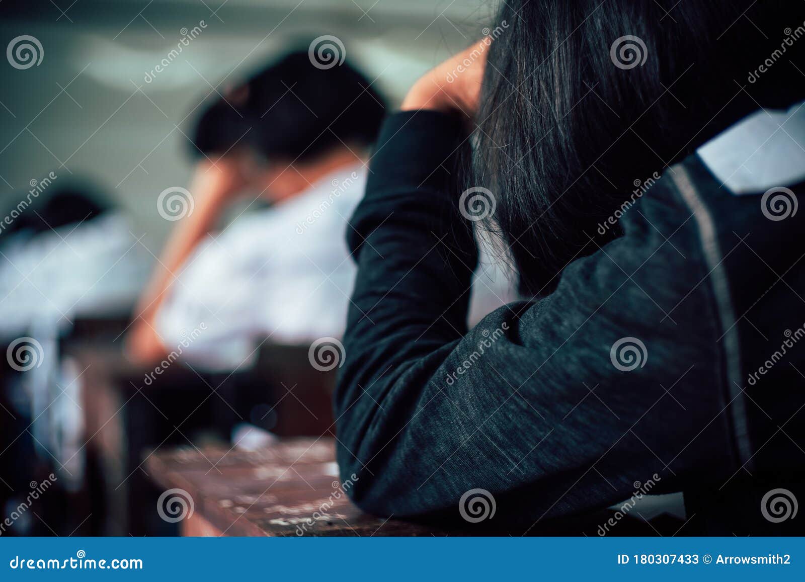 Students Taking Exam with Stress in School Classroom Stock Image ...
