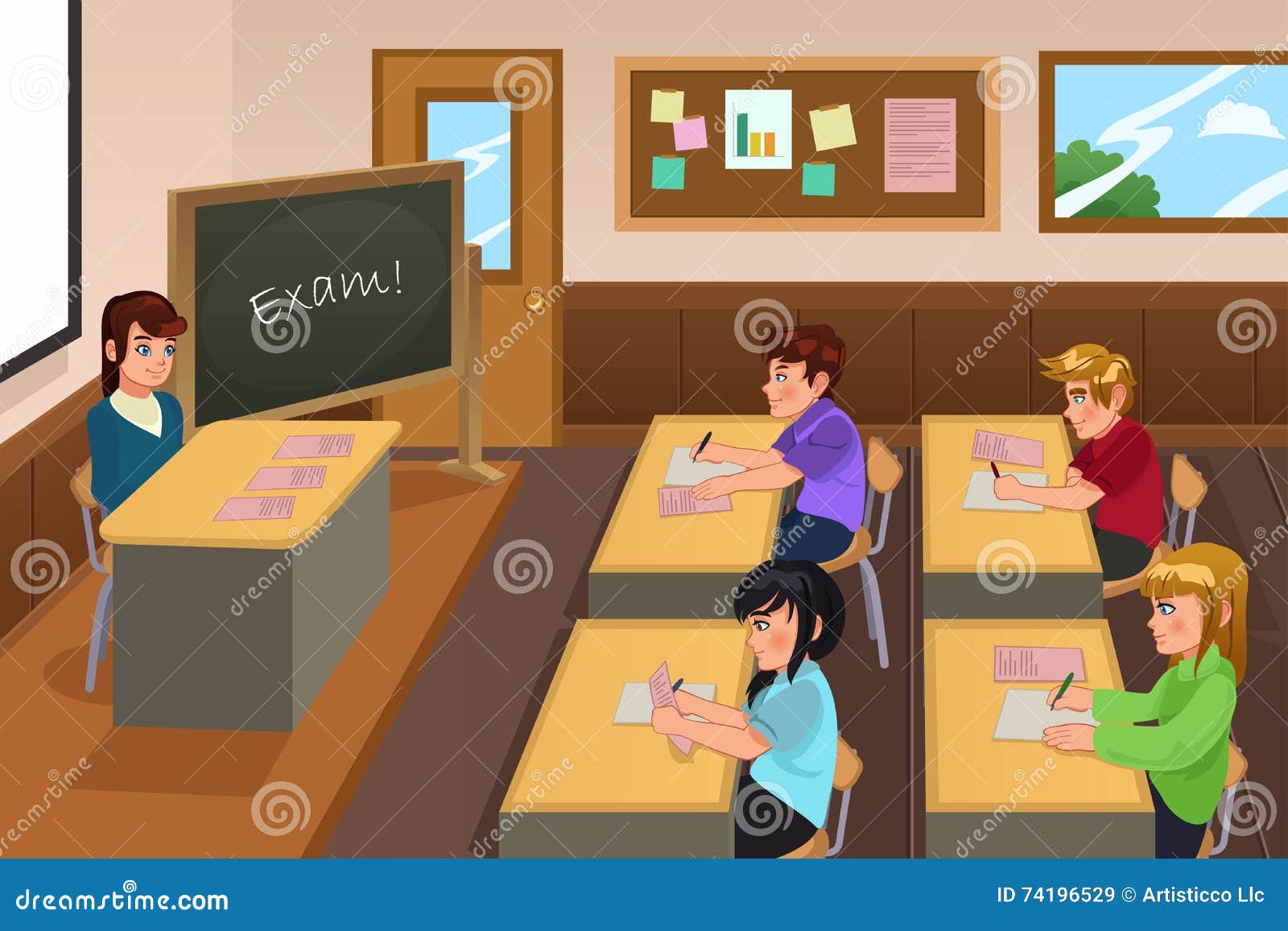 Students Taking a Exam stock vector. Illustration of teacher - 74196529