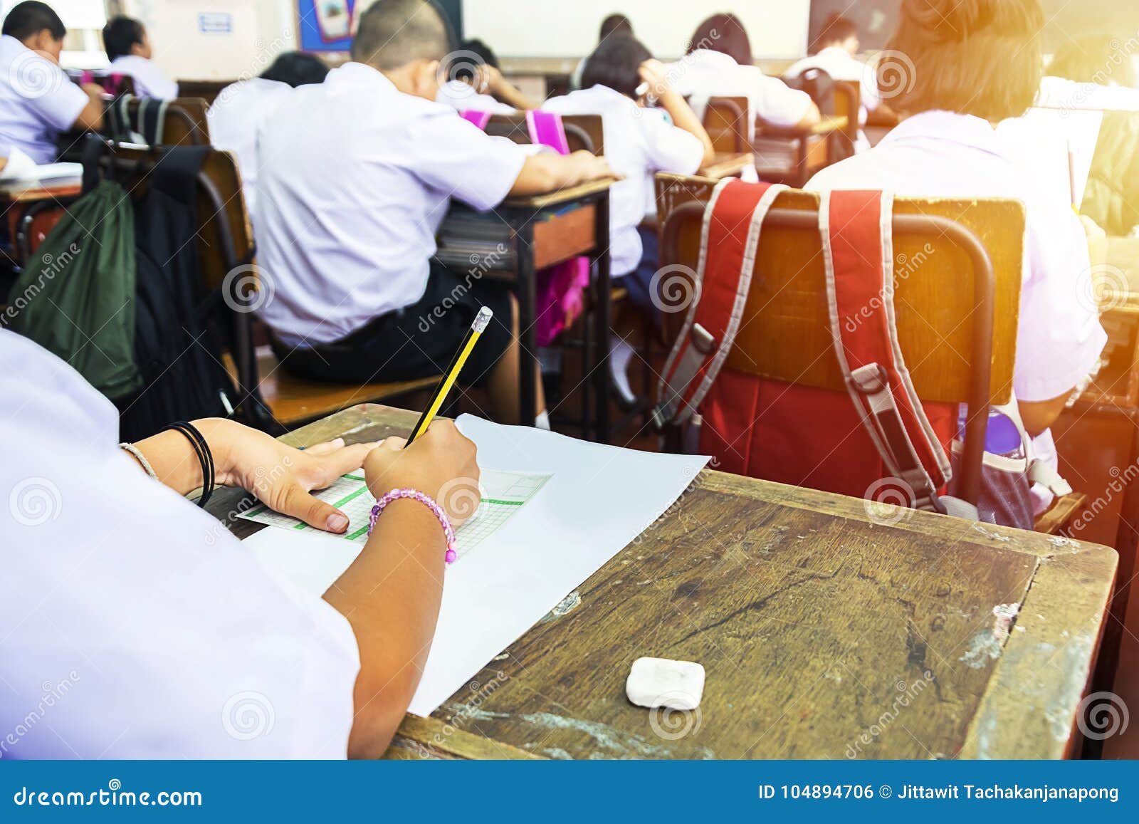 Students by taking exams stock photo. Image of choice - 104894706