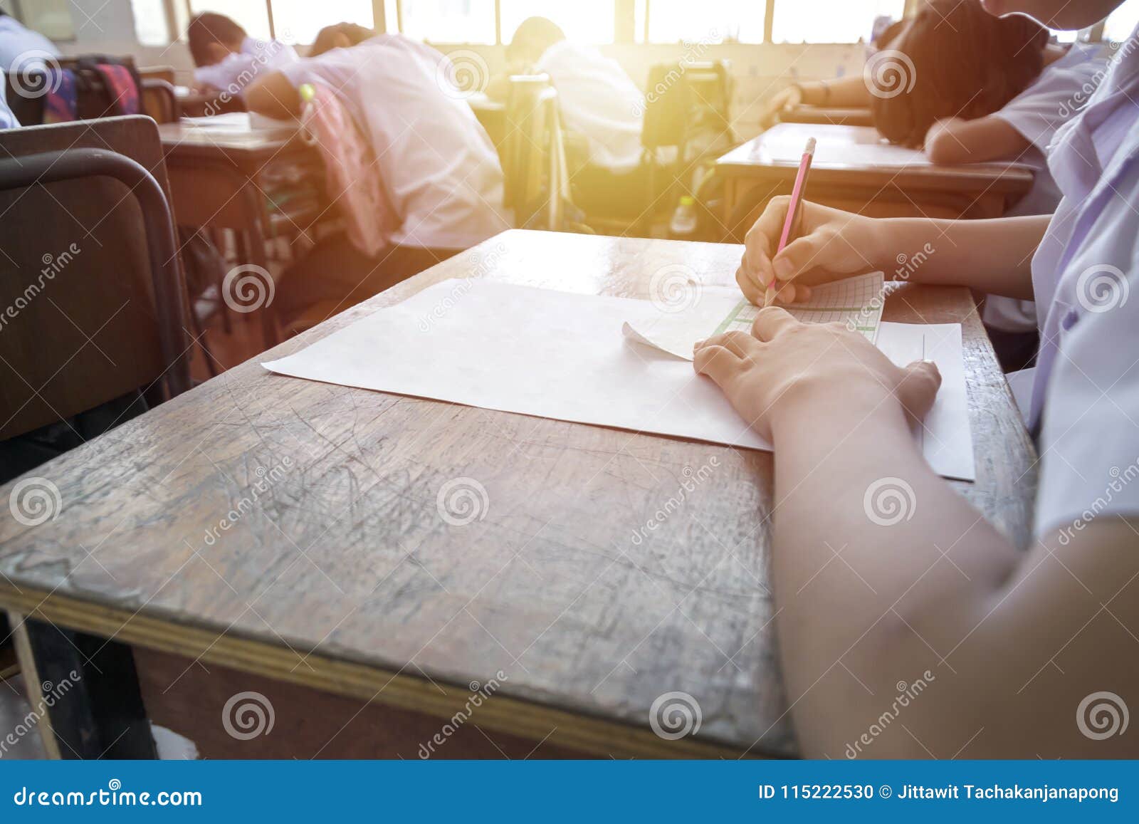 Students by taking exams stock photo. Image of education - 115222530
