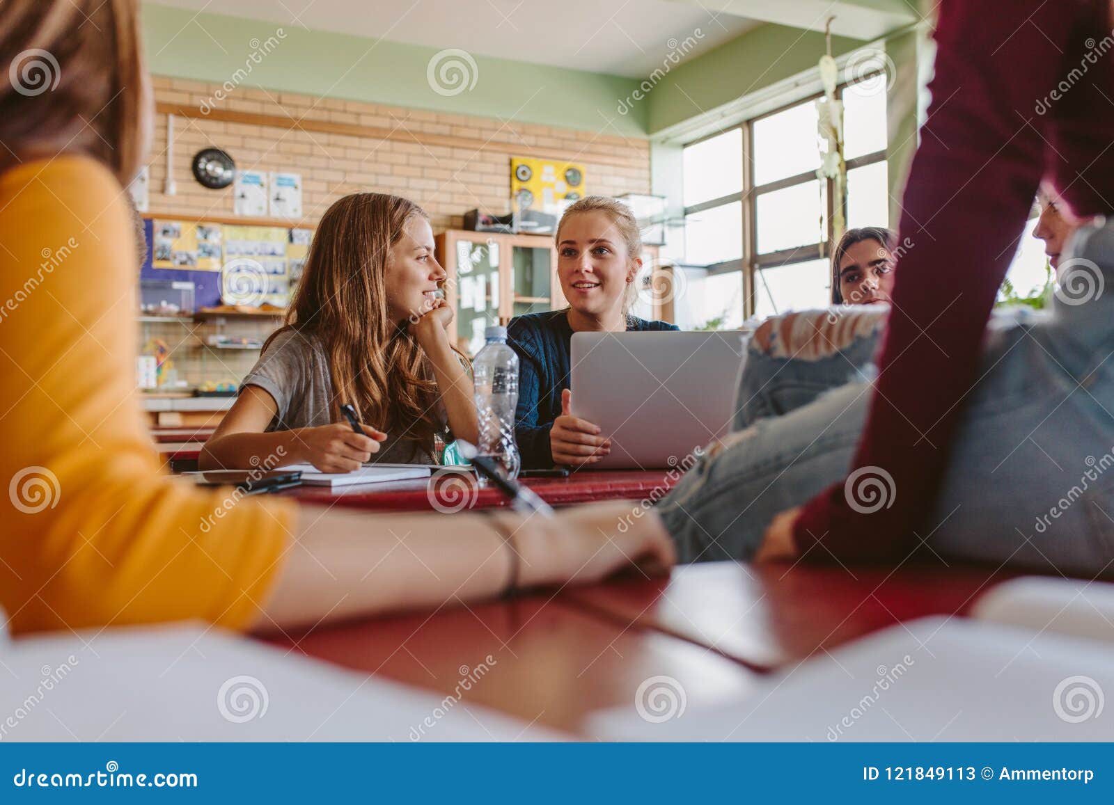 Students Talking in Classroom after the Lecture Stock Image - Image of ...