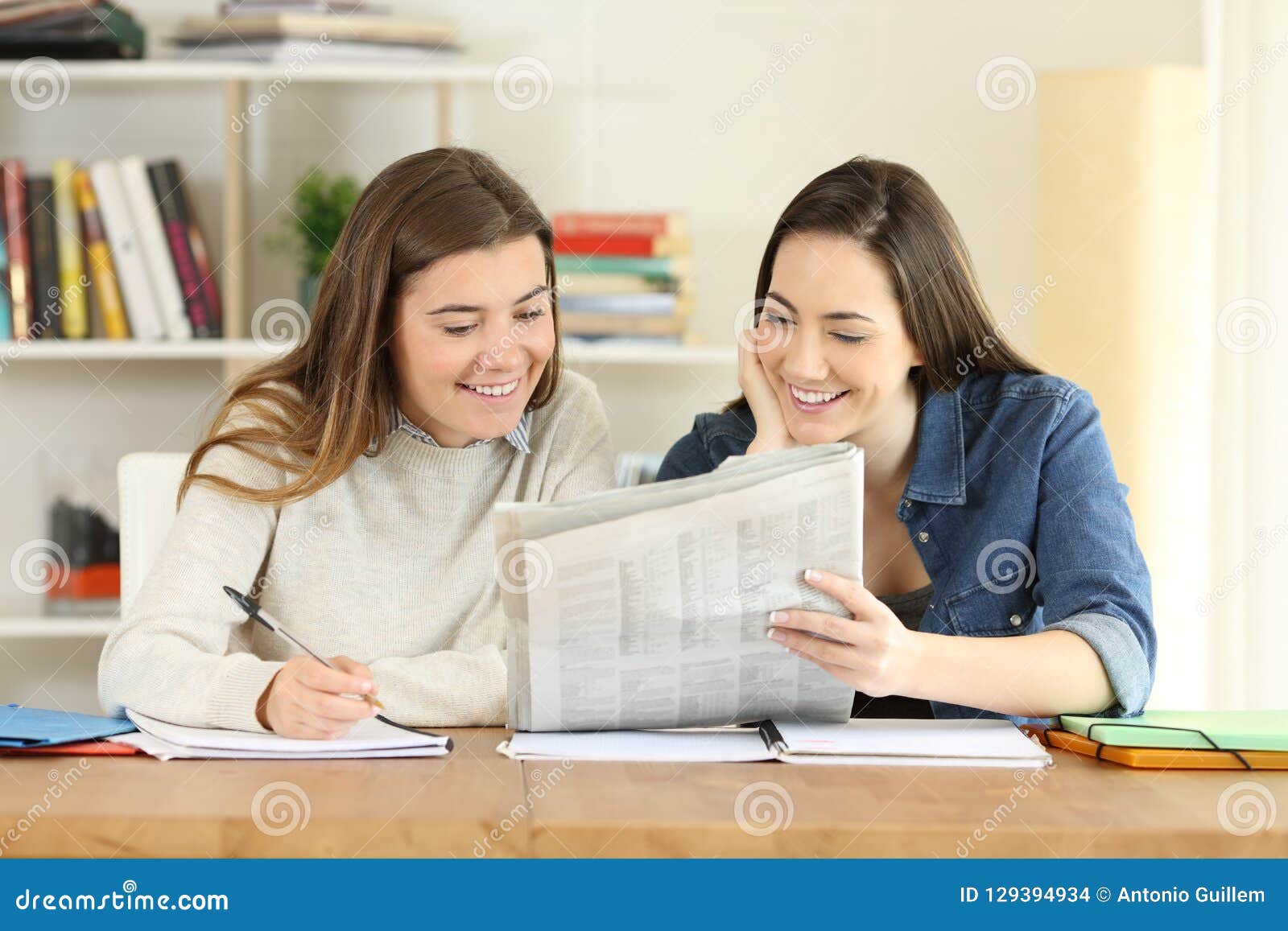 Students Talking about Newspaper News Stock Photo - Image of highschool ...