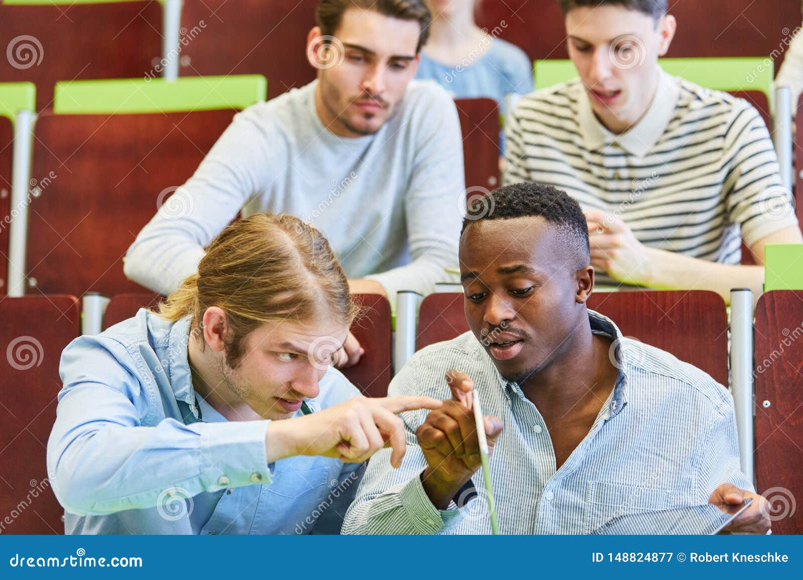 Students Talking To Each Other with Tablet Stock Image - Image of ...