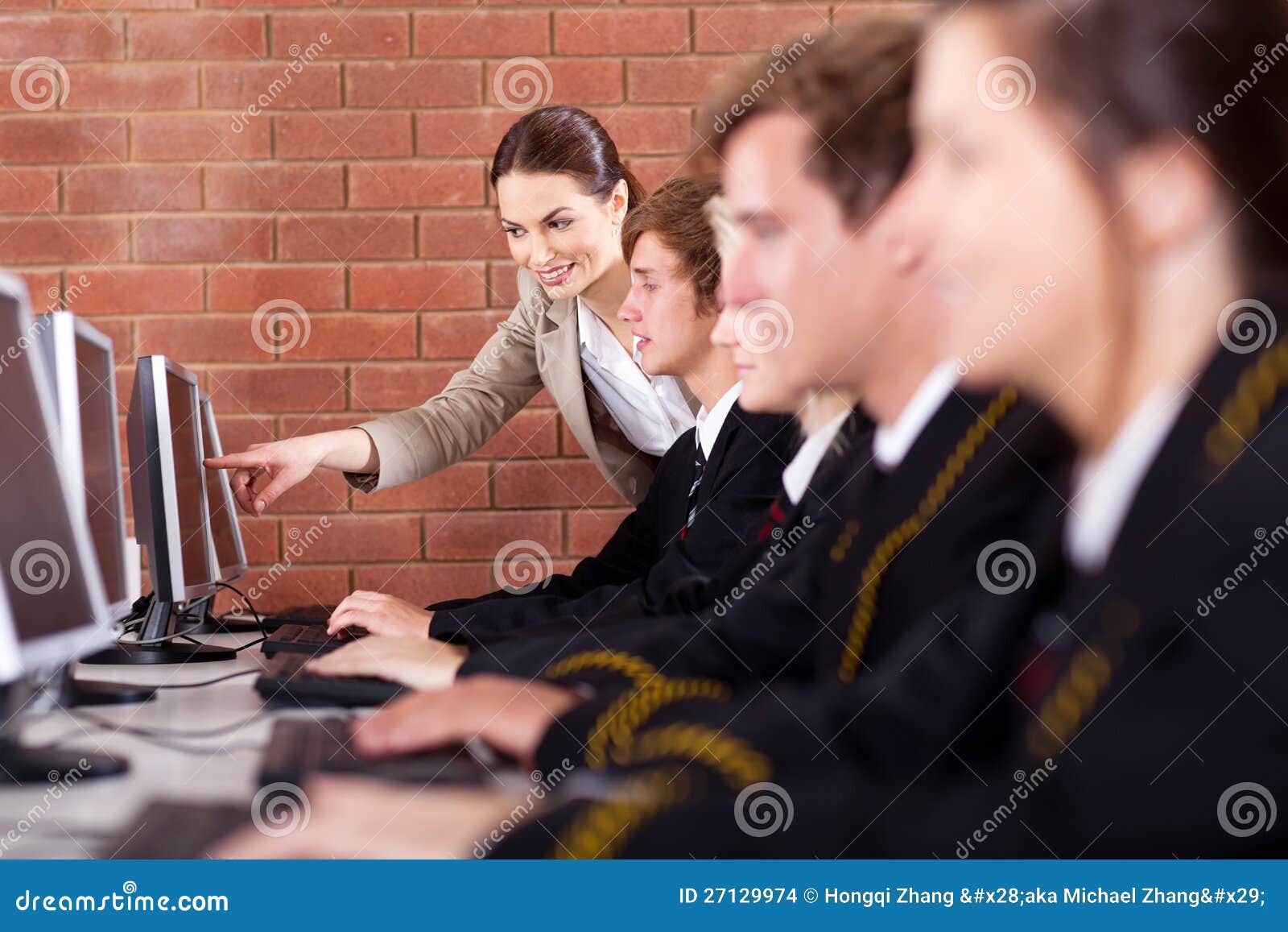 Students teacher computer stock photo. Image of cheerful - 27129974