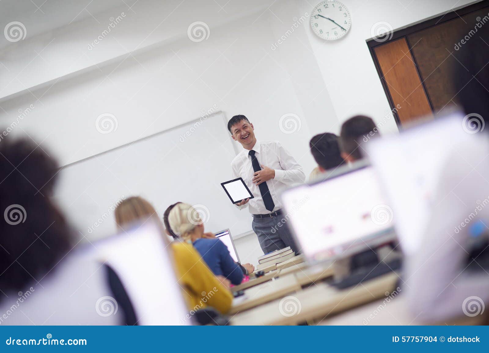 Students with Teacher in Computer Lab Classrom Stock Photo - Image of ...