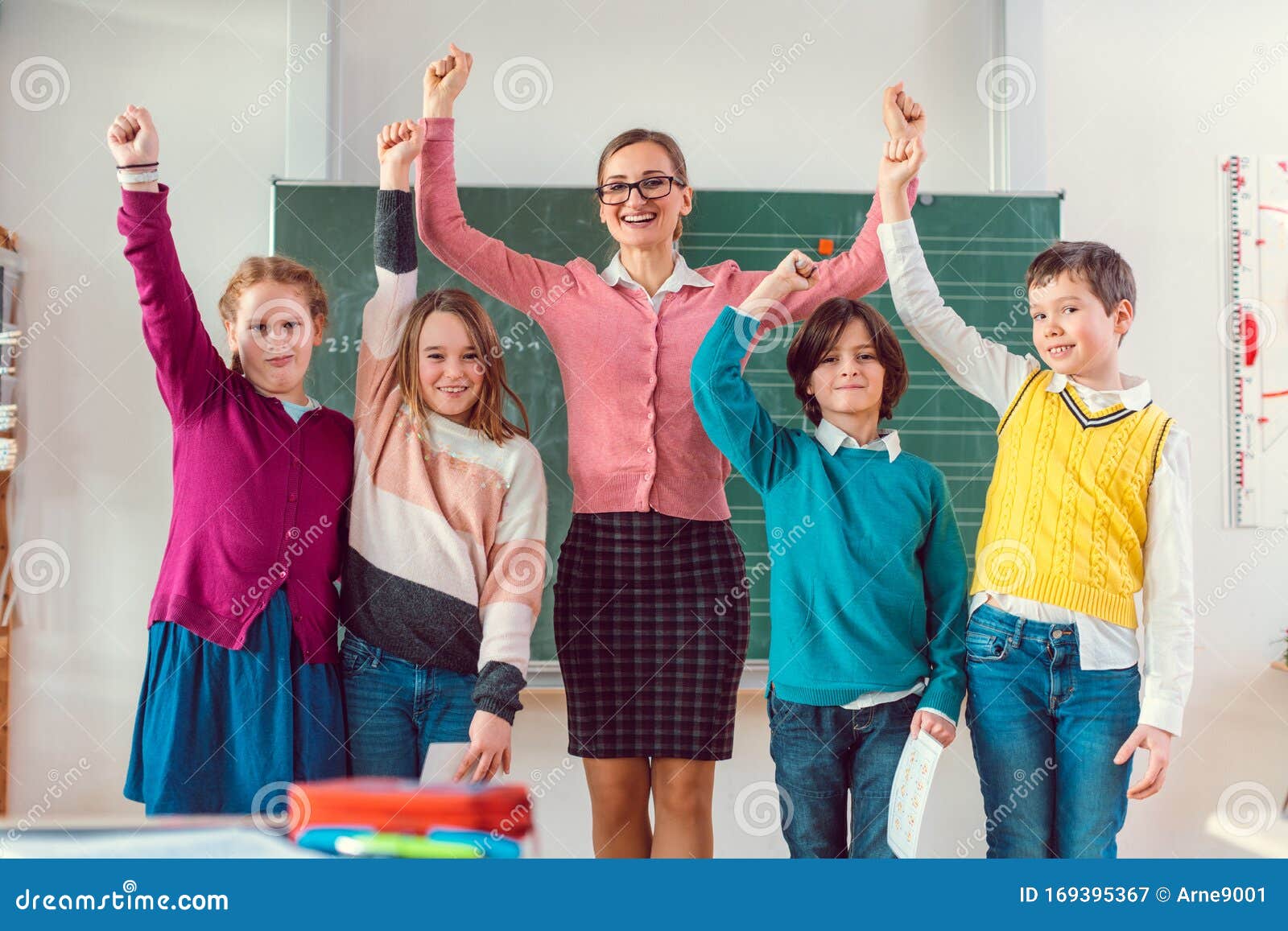 Students and Teacher Having Fun in School Stock Image - Image of german ...