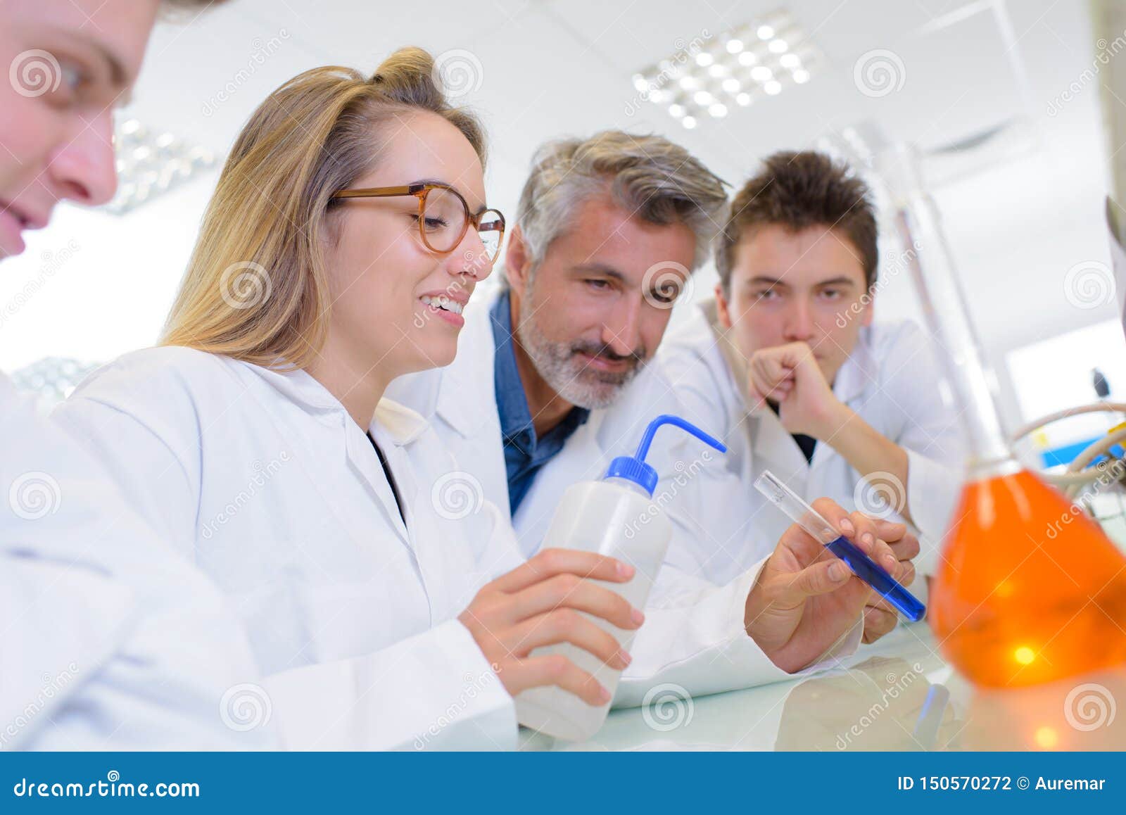 Students and Teacher Lab Workers Stock Photo - Image of biochemistry ...