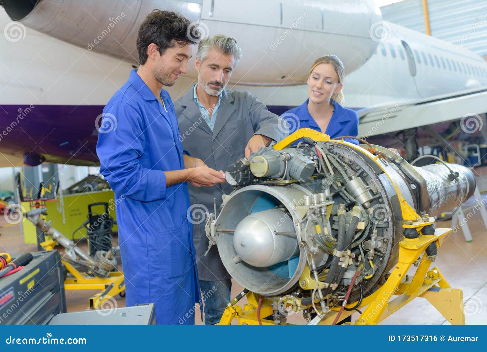 Students and Teacher Looking at Aircraft Turbine Stock Photo - Image of ...