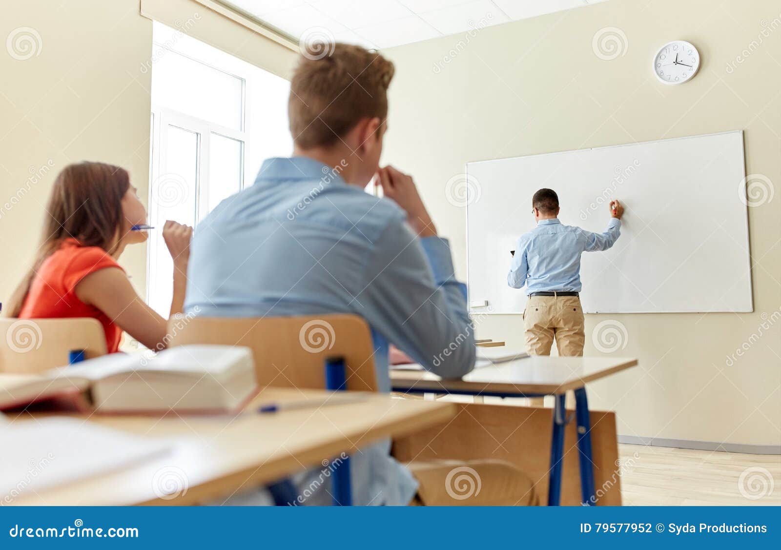 Students and Teacher Writing on School White Board Stock Photo - Image ...