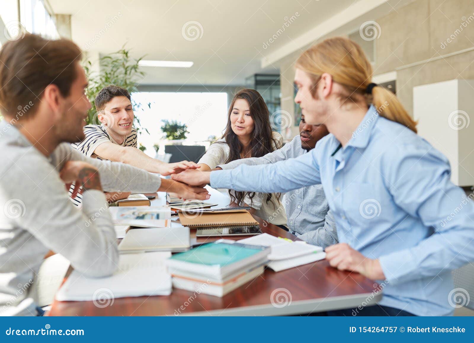 Students Team Stack Hands for Teamwork Stock Image - Image of ...