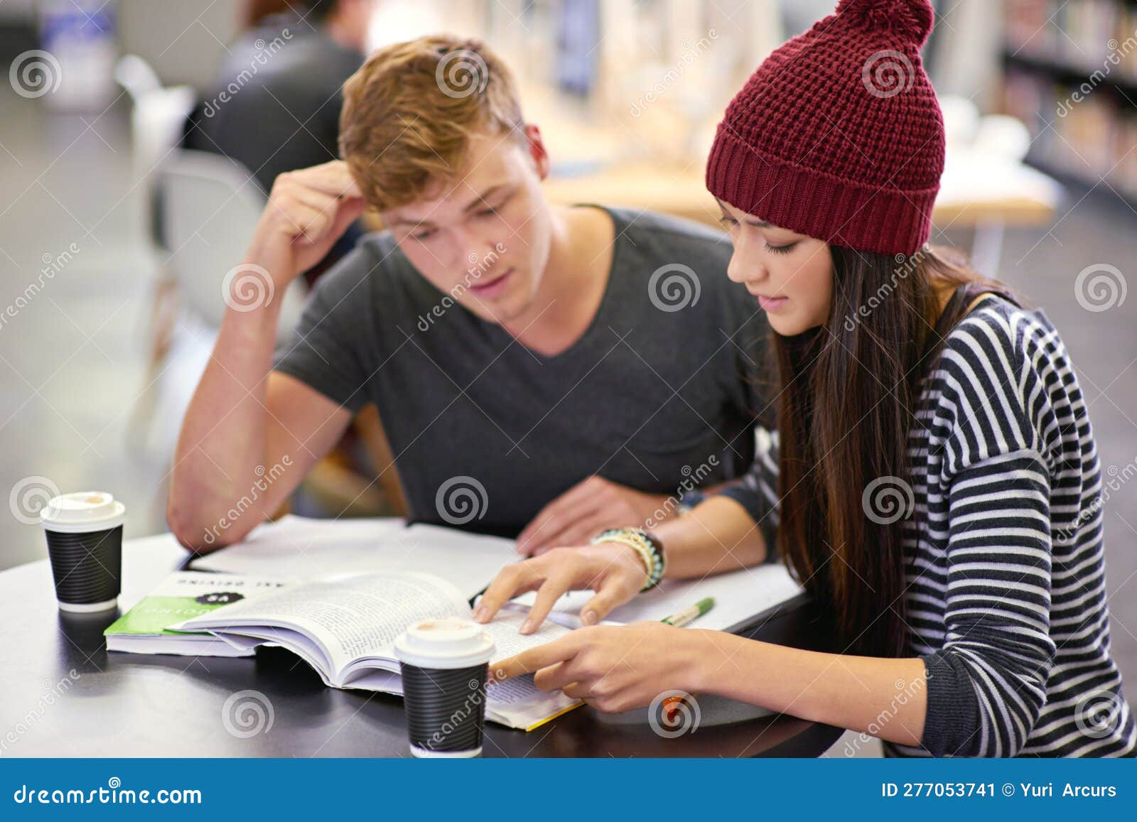 A-students Teaming Up. Two College Students Studying Together at the ...