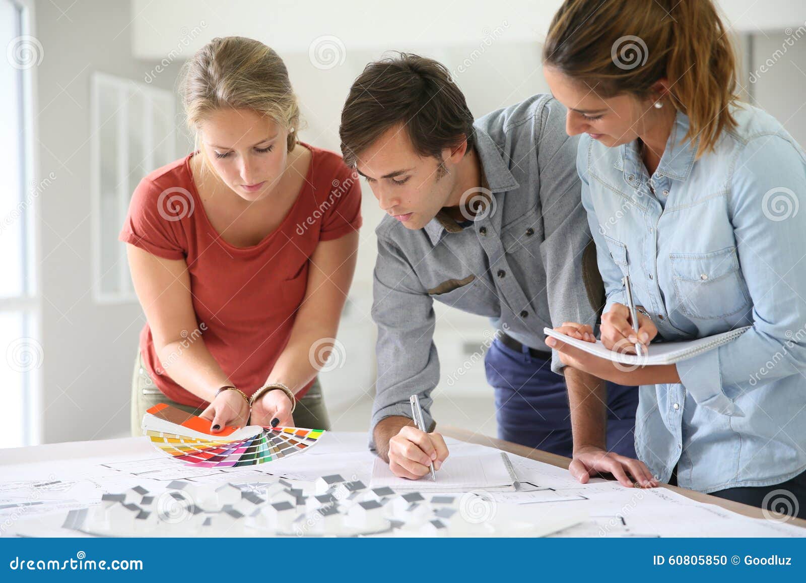 Students Teamworking On Architecture Project Stock Photo - Image of ...