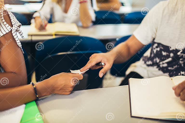 Students during Test Cheating with Cheat Sheet Stock Image - Image of ...