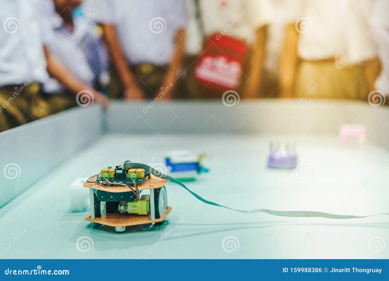 Students are Testing Robot Control in an Elementary School Stock Photo ...