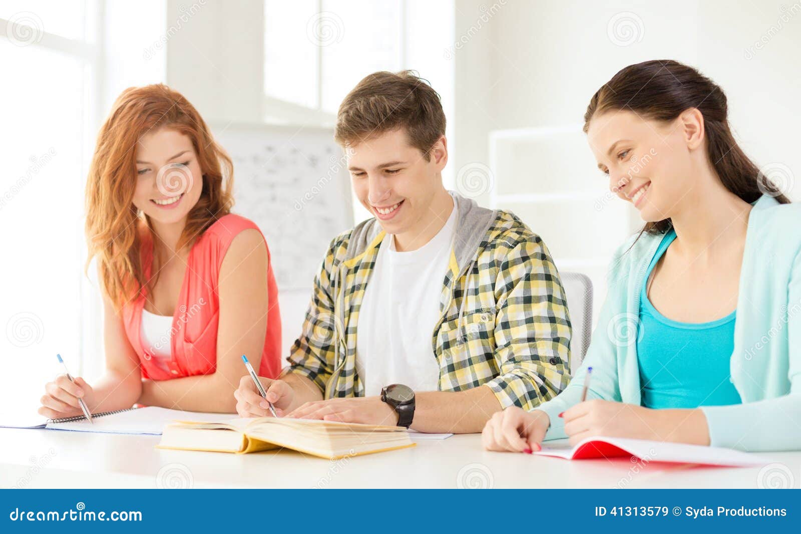 Students with Textbooks and Books at School Stock Image - Image of ...