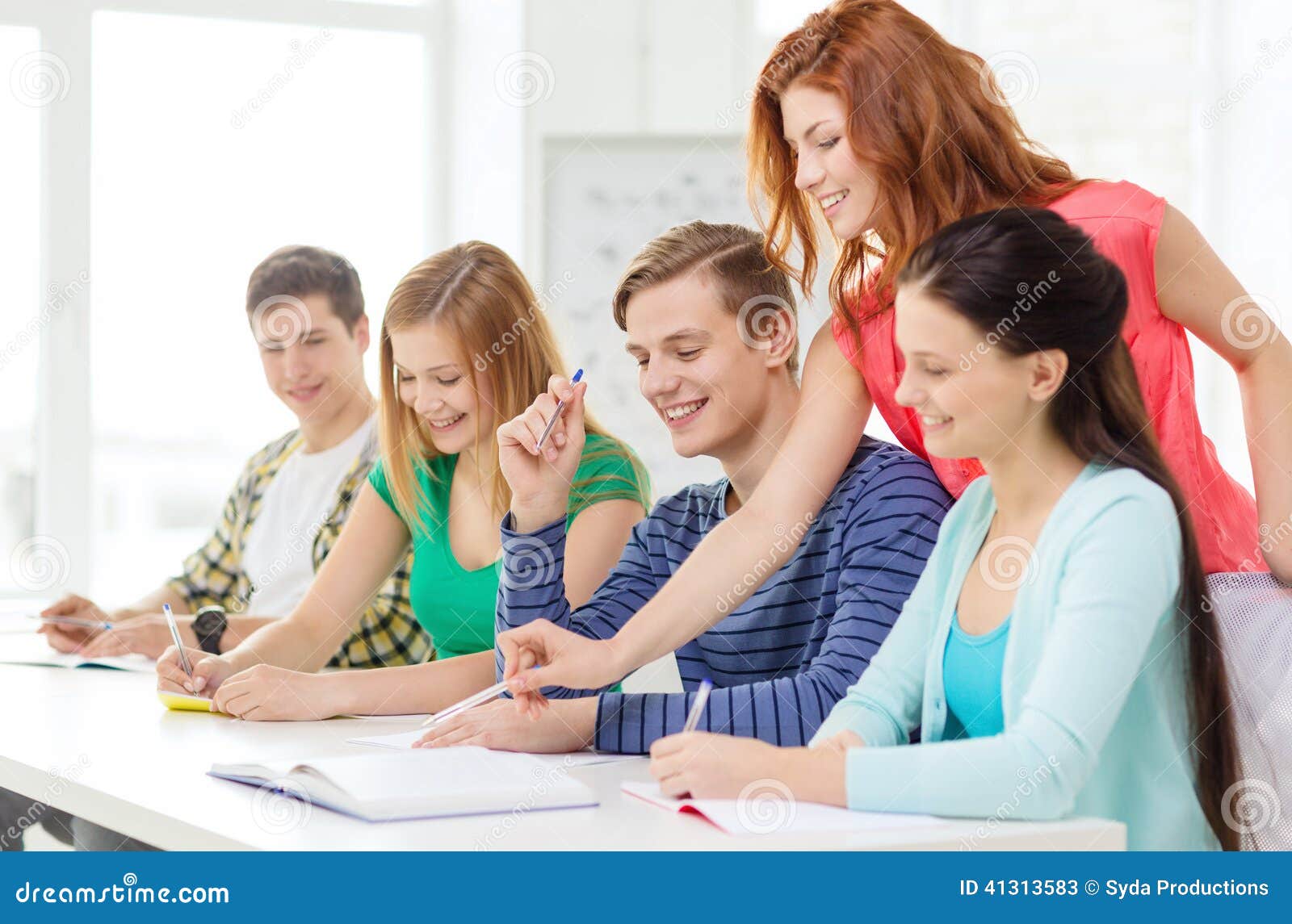Students with Textbooks and Books at School Stock Image - Image of ...