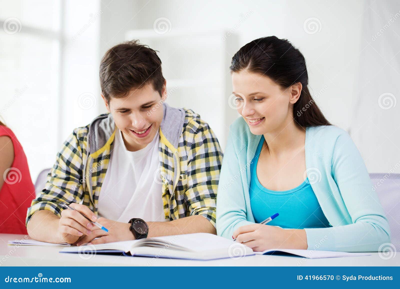 Students with Textbooks and Books at School Stock Photo - Image of ...