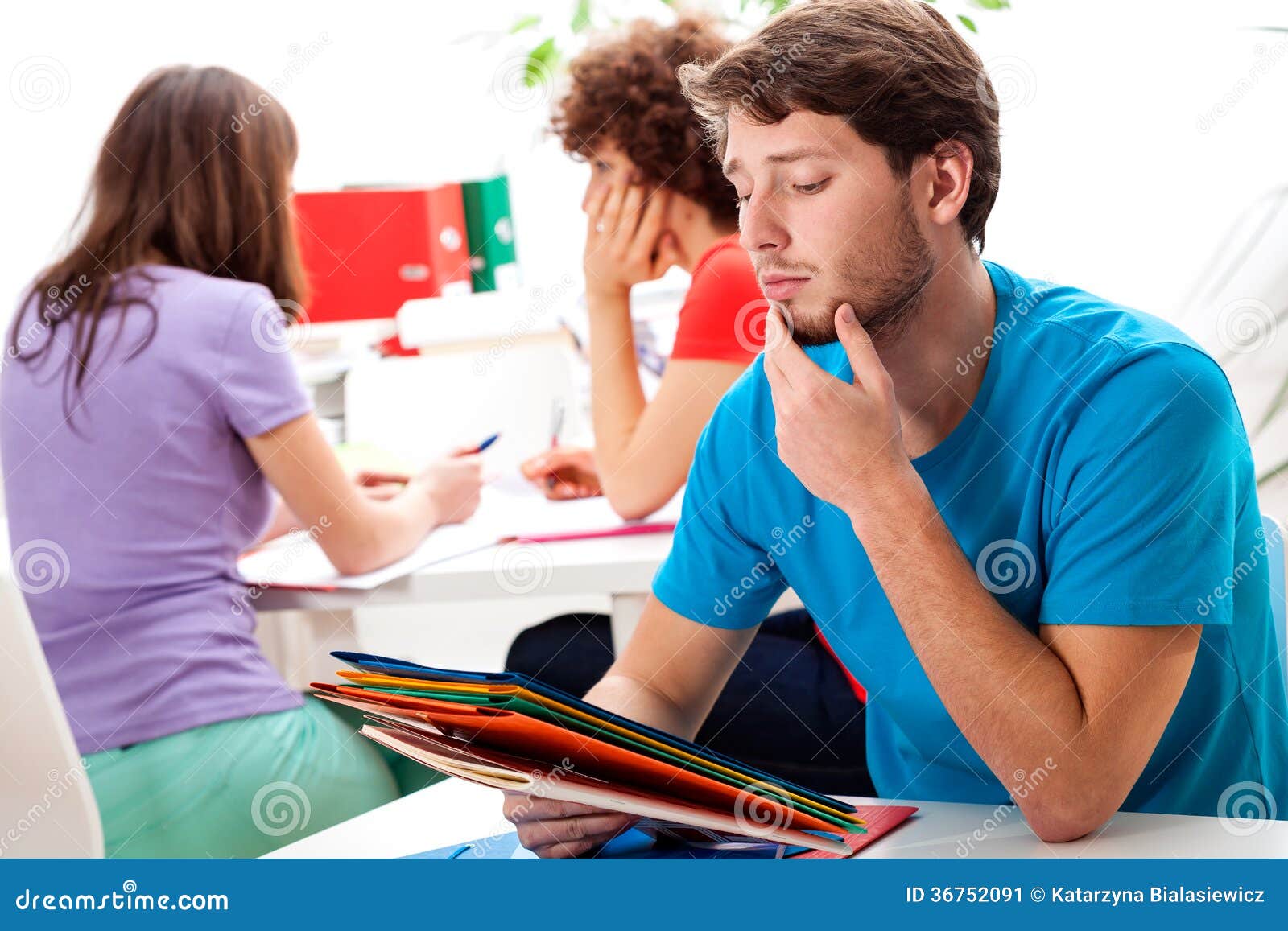 Students Thinking about Difficult Exercise Stock Image - Image of ...