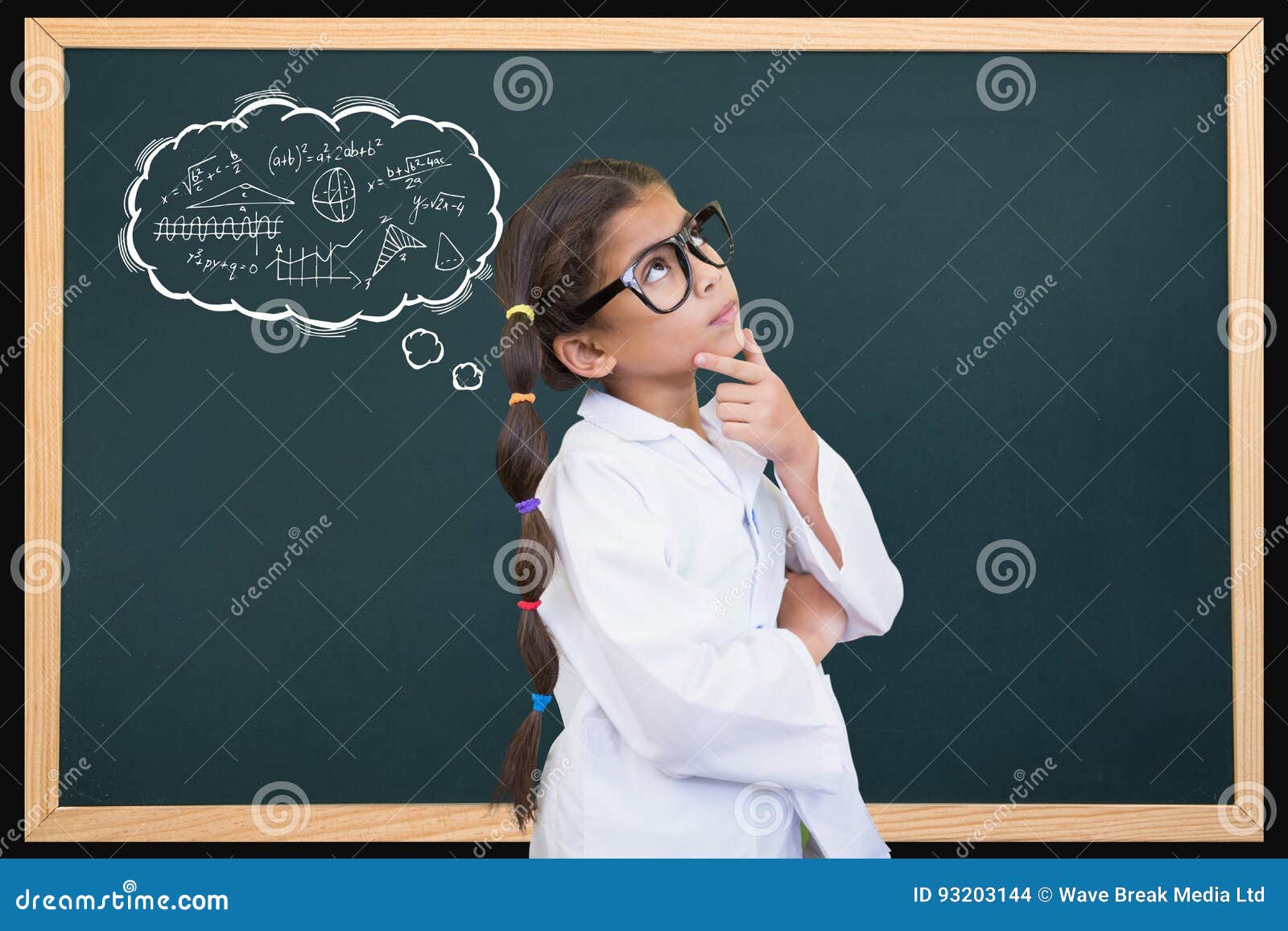 Students is Thinking about Graphics Against School Board Background ...