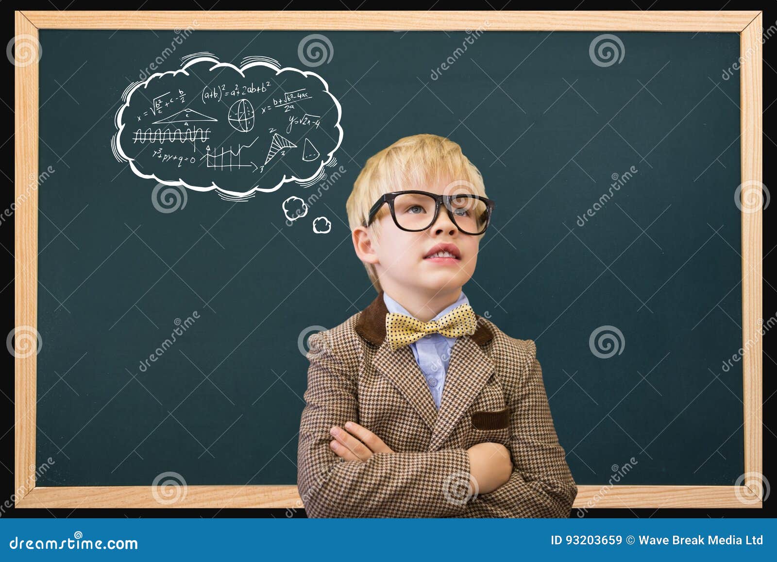 Students Thinking about Graphics Against School Board Background Stock ...