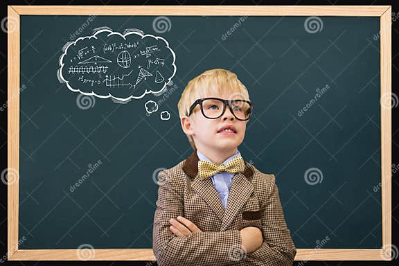 Students Thinking about Graphics Against School Board Background Stock ...